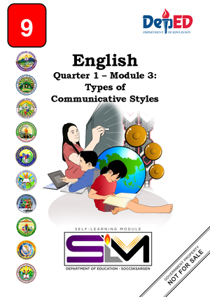 English 9 q1 mod3 Typesof Communicative-Styles v1-1 - English Quarter 1 – Module 3: Types of ...