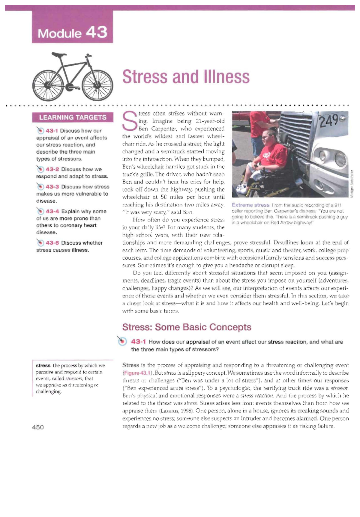 AP Psychology Module 43 - Stress and II ness . ........... .. .. 'It ...