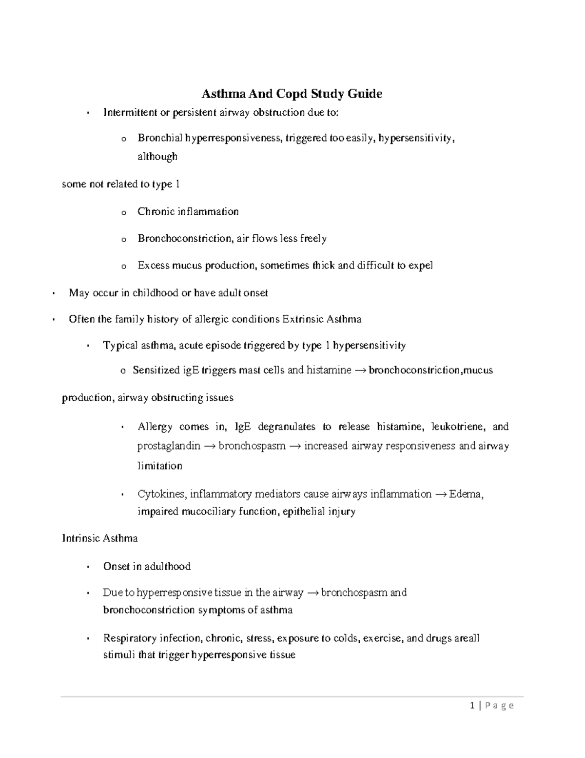 Asthma And Copd Study Guide - Studocu