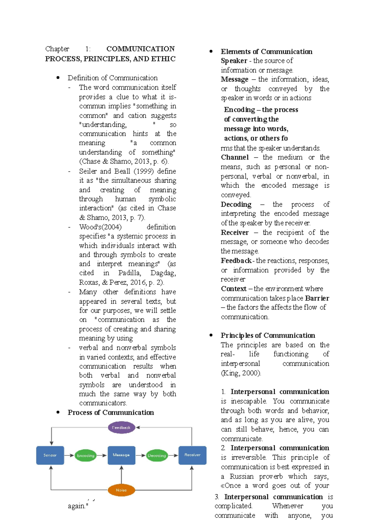 Purposive-COMM- Reviewer - Chapter 1: COMMUNICATION PROCESS, PRINCIPLES, AND ETHIC Definition of ...