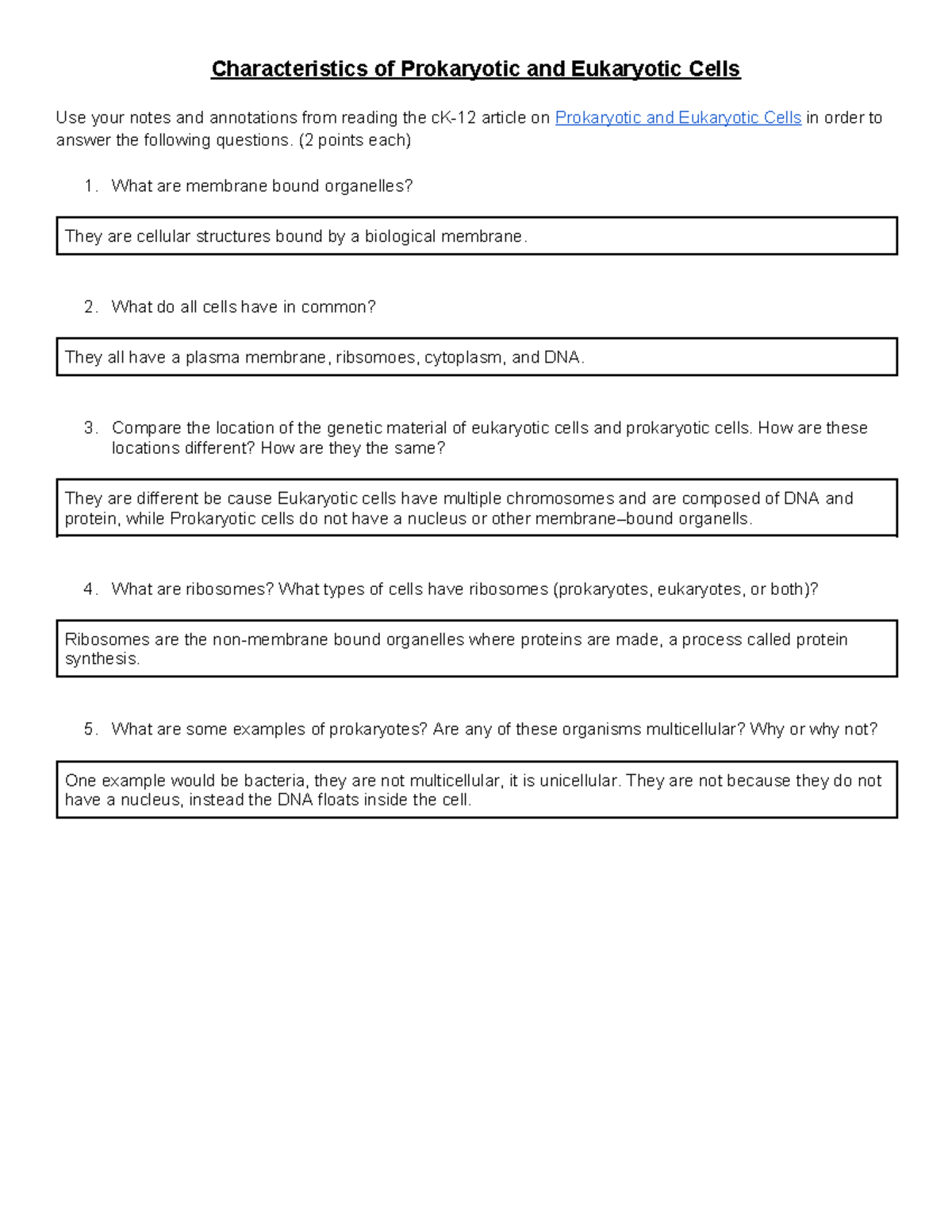 Characteristics of Prokaryotic & Eukaryotic Cells - Characteristics of ...