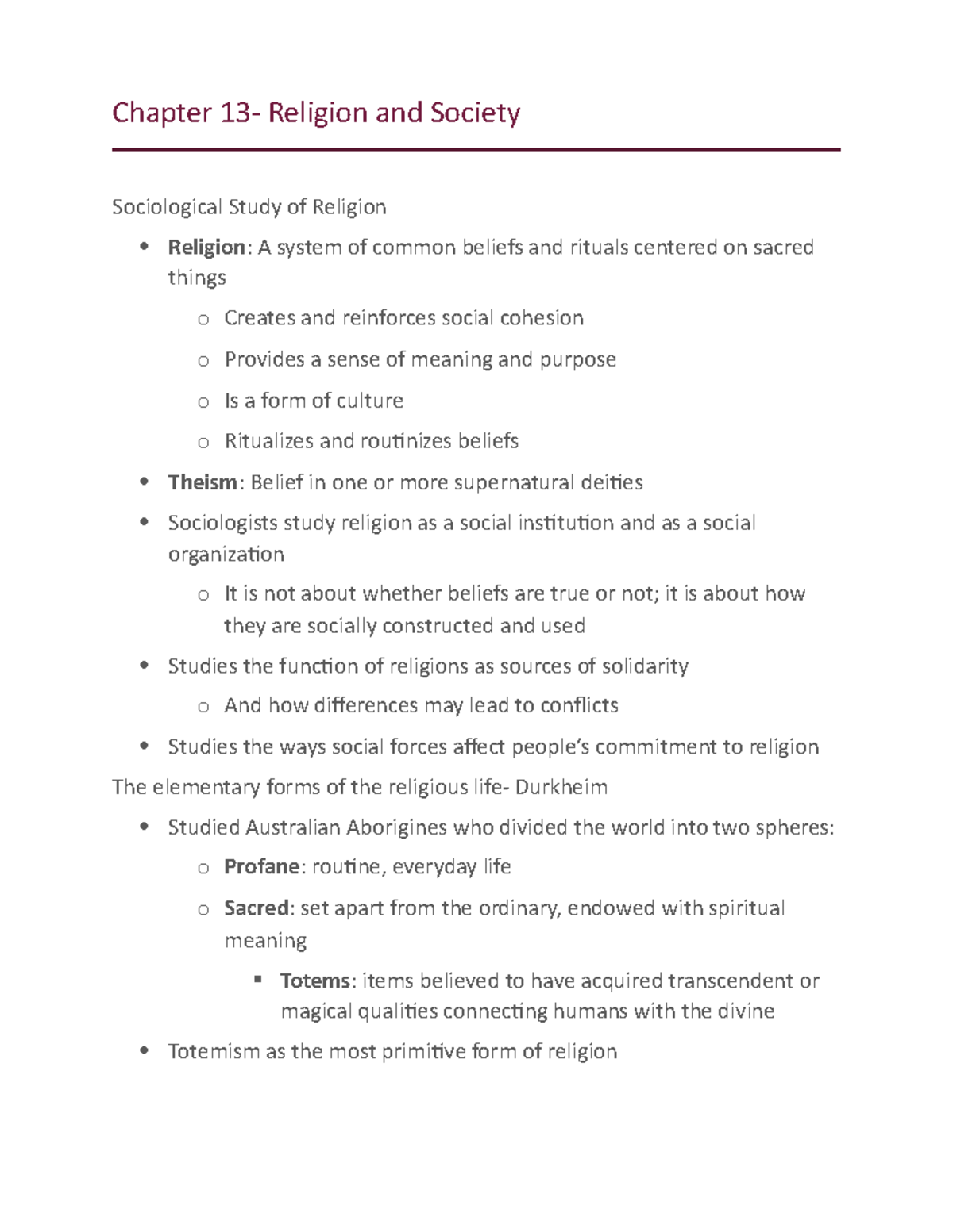 Chapter 13- Religion and Society - Chapter 13- Religion and Society ...