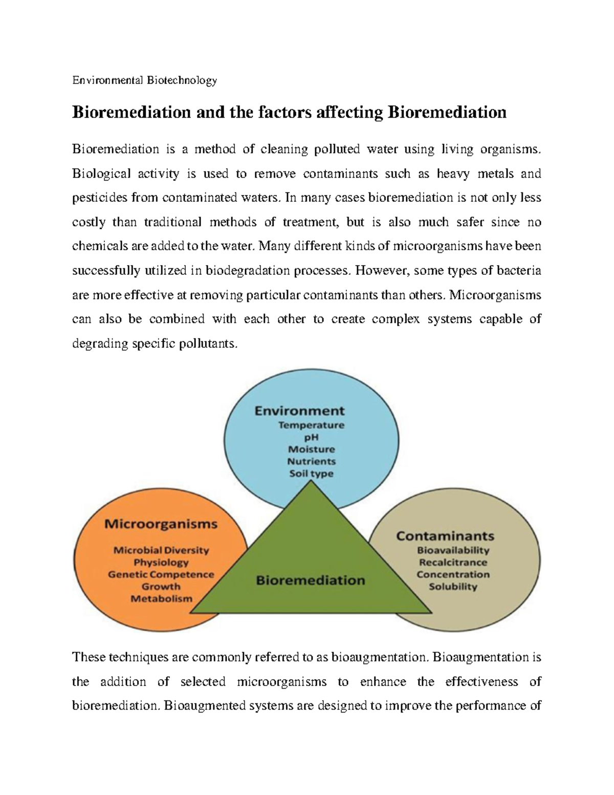 Bioremediation and the factors affecting Bioremediation - Environmental ...