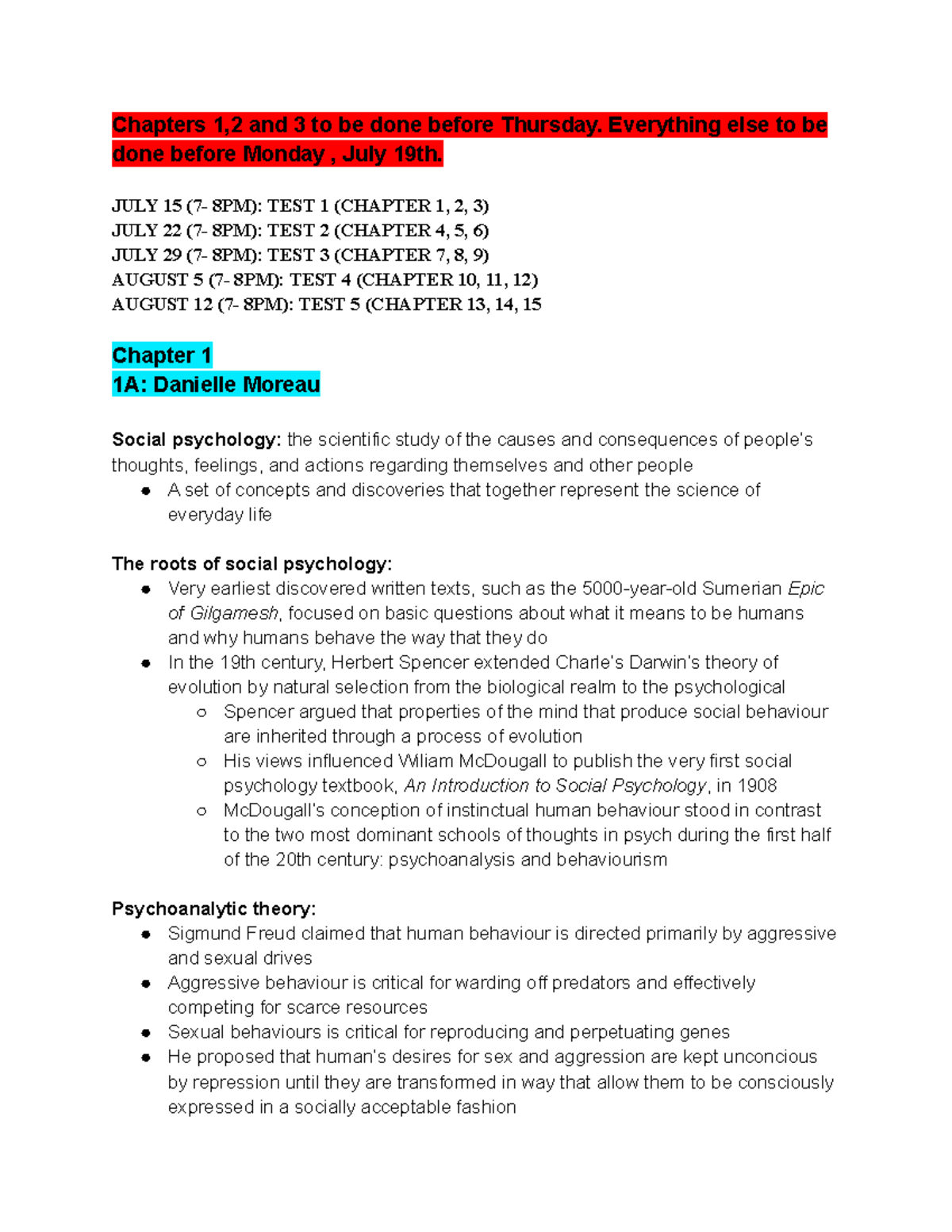 Social psychology group notes lecture and textbook - Chapters 1,2 and 3 ...