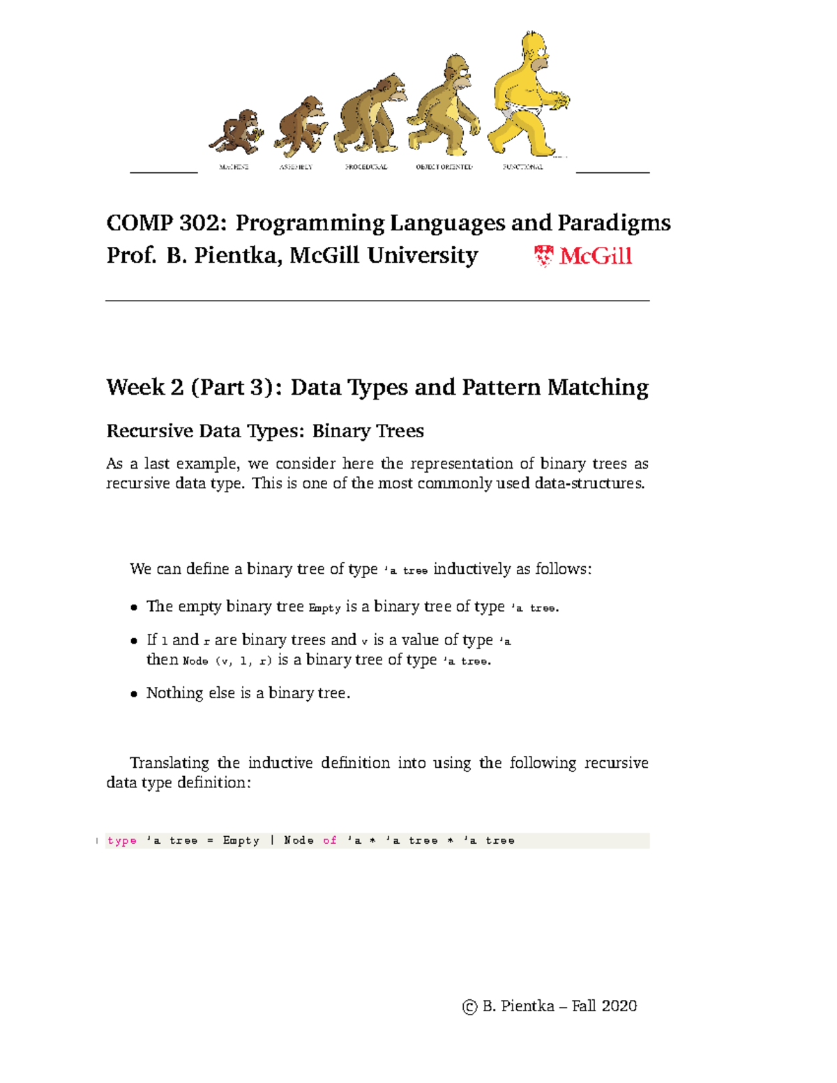 Note02-3 - lecture notes - COMP 302: Programming Languages and ...