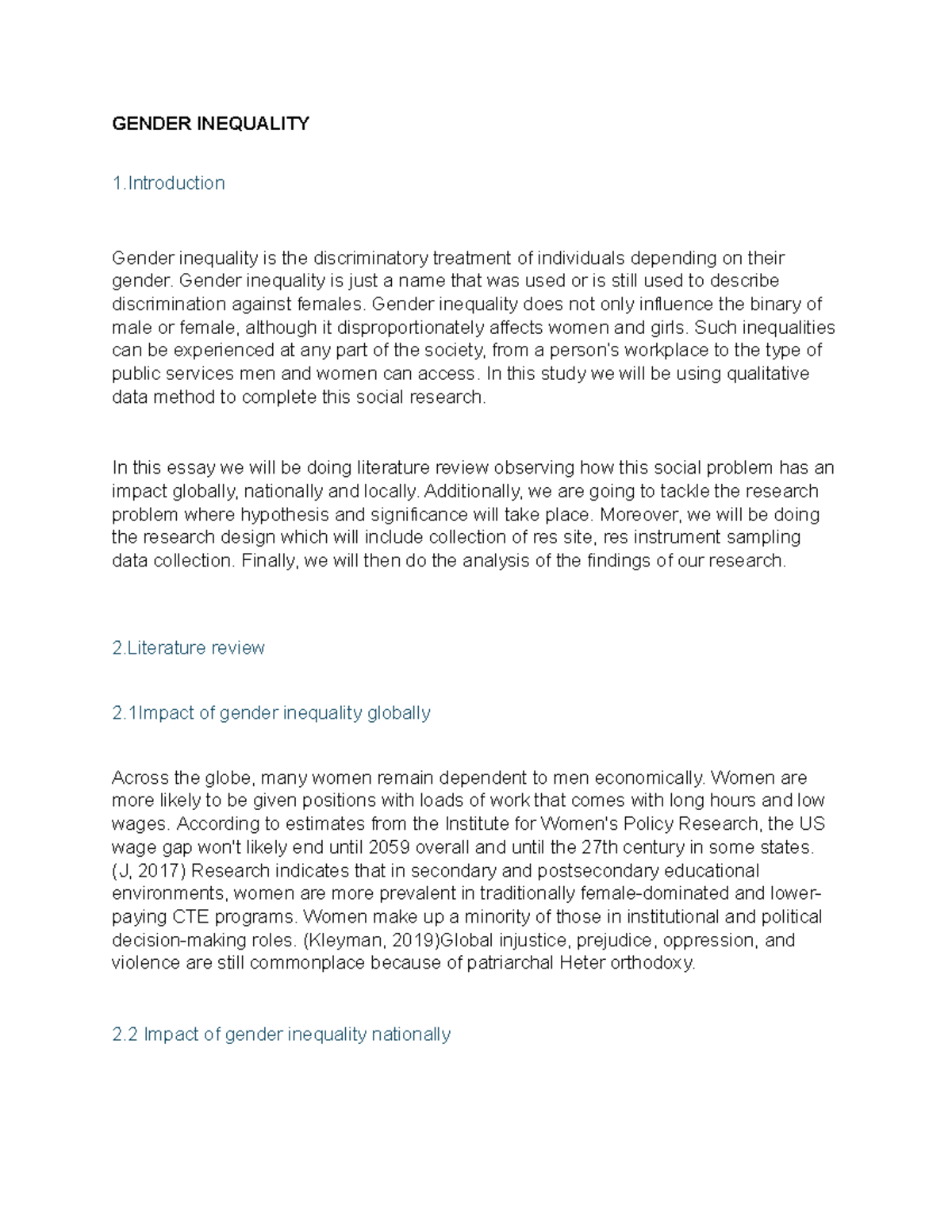 Liyabona Maxontana 202385033(SOC 211E Assignment) - GENDER INEQUALITY 1 ...