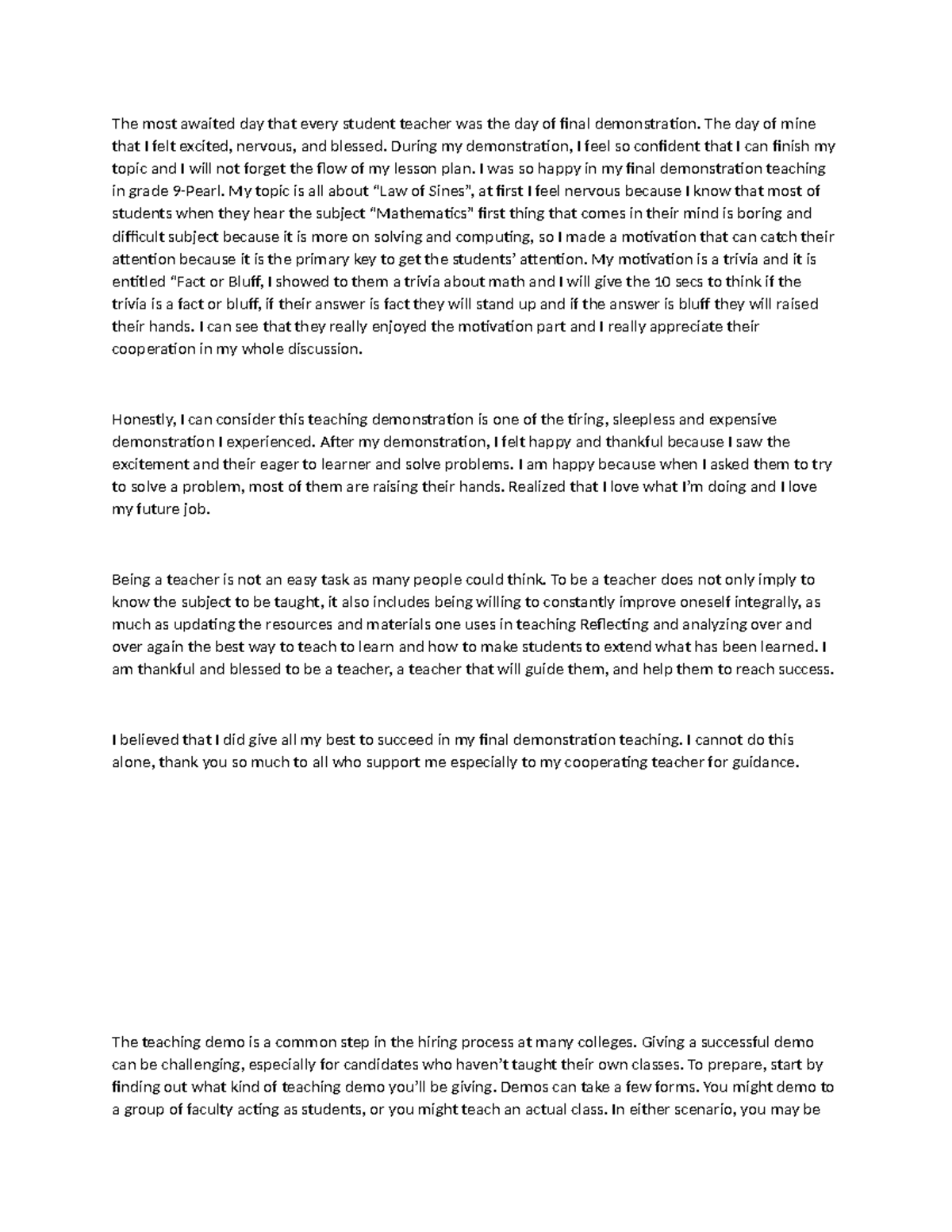 Reflection - GREAT - The most awaited day that every student teacher ...