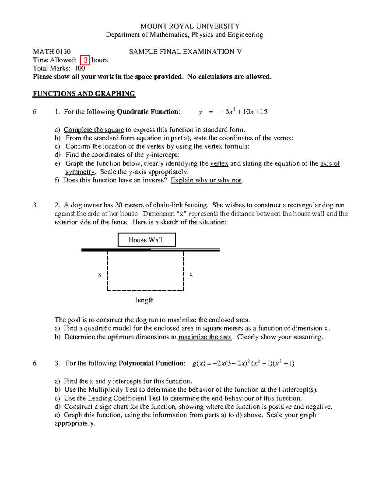 Sample Final Exam V(1)(1) - MOUNT ROYAL UNIVERSITY Department of ...