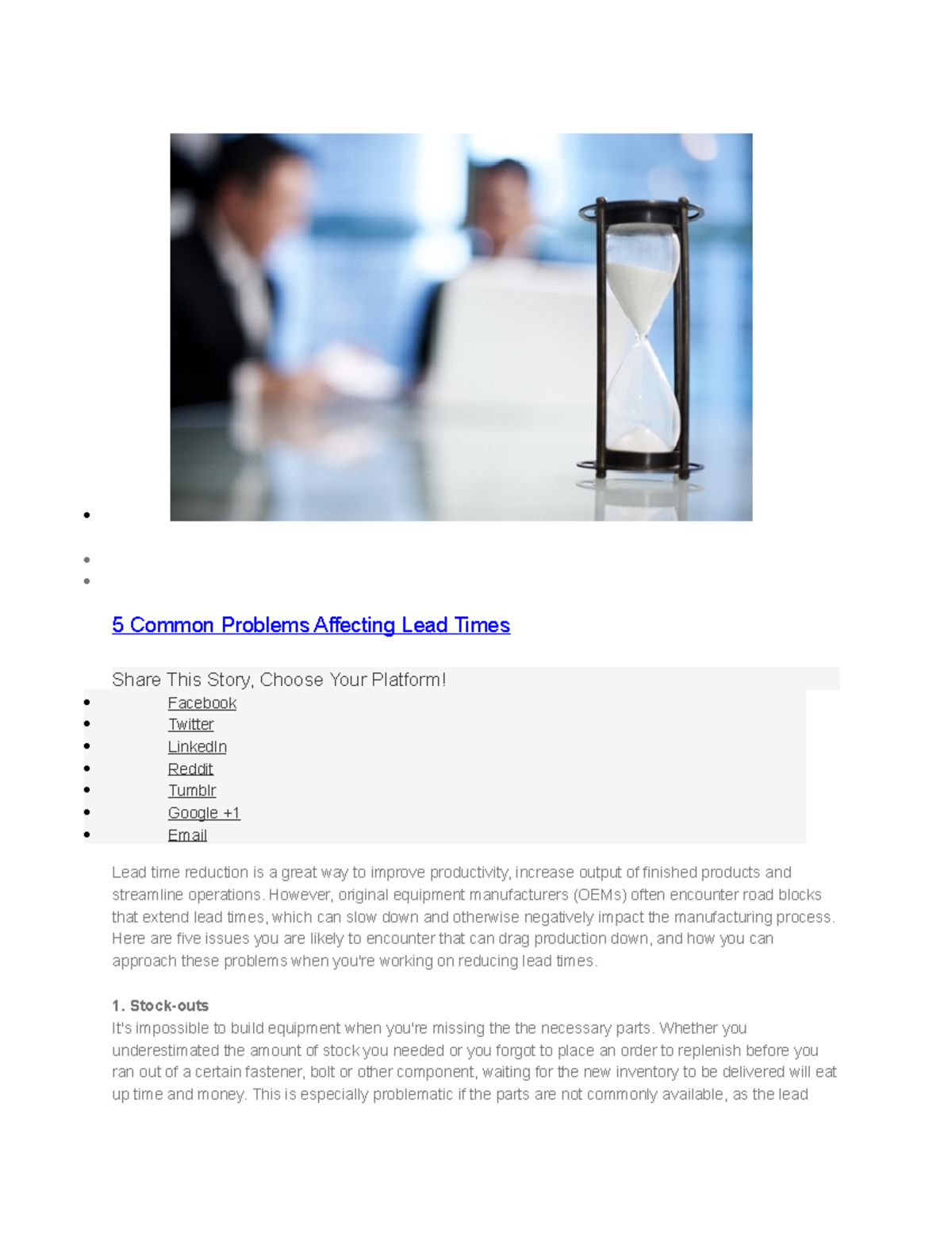 5 Common Problems Affecting Lead Times - 5 Common Problems Affecting ...