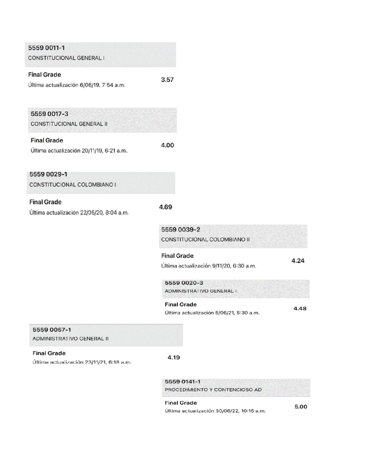 Notas Y Promedio - ÁREA DE Público - Derecho - Studocu