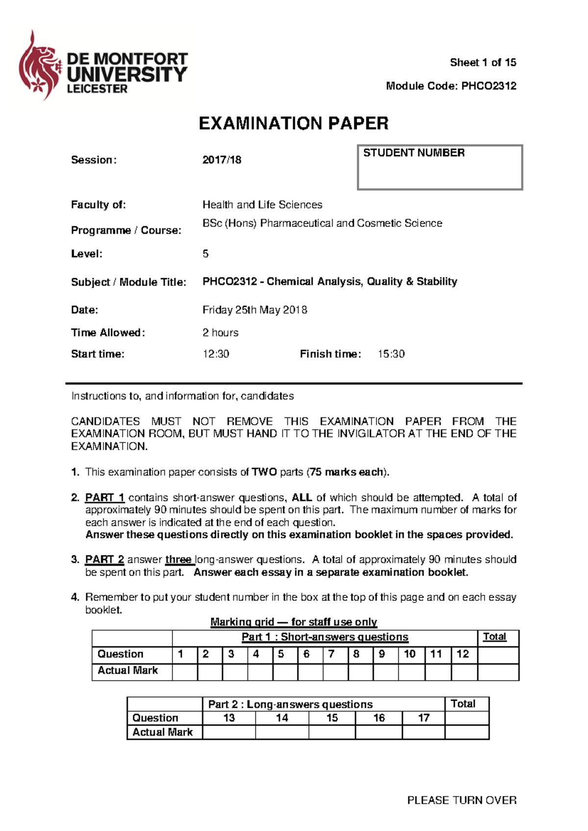 PHCO2312 - exam - Module Code: PHCO EXAMINATION PAPER Session: 2017 ...
