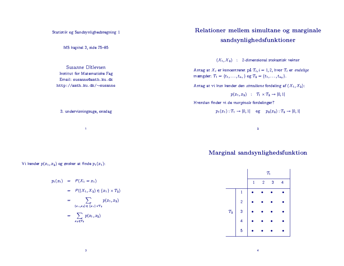 GSShandout - Handout - Statistik og Sandsynlighedsregning 1 MS kapitel 3, side 75– Susanne ...
