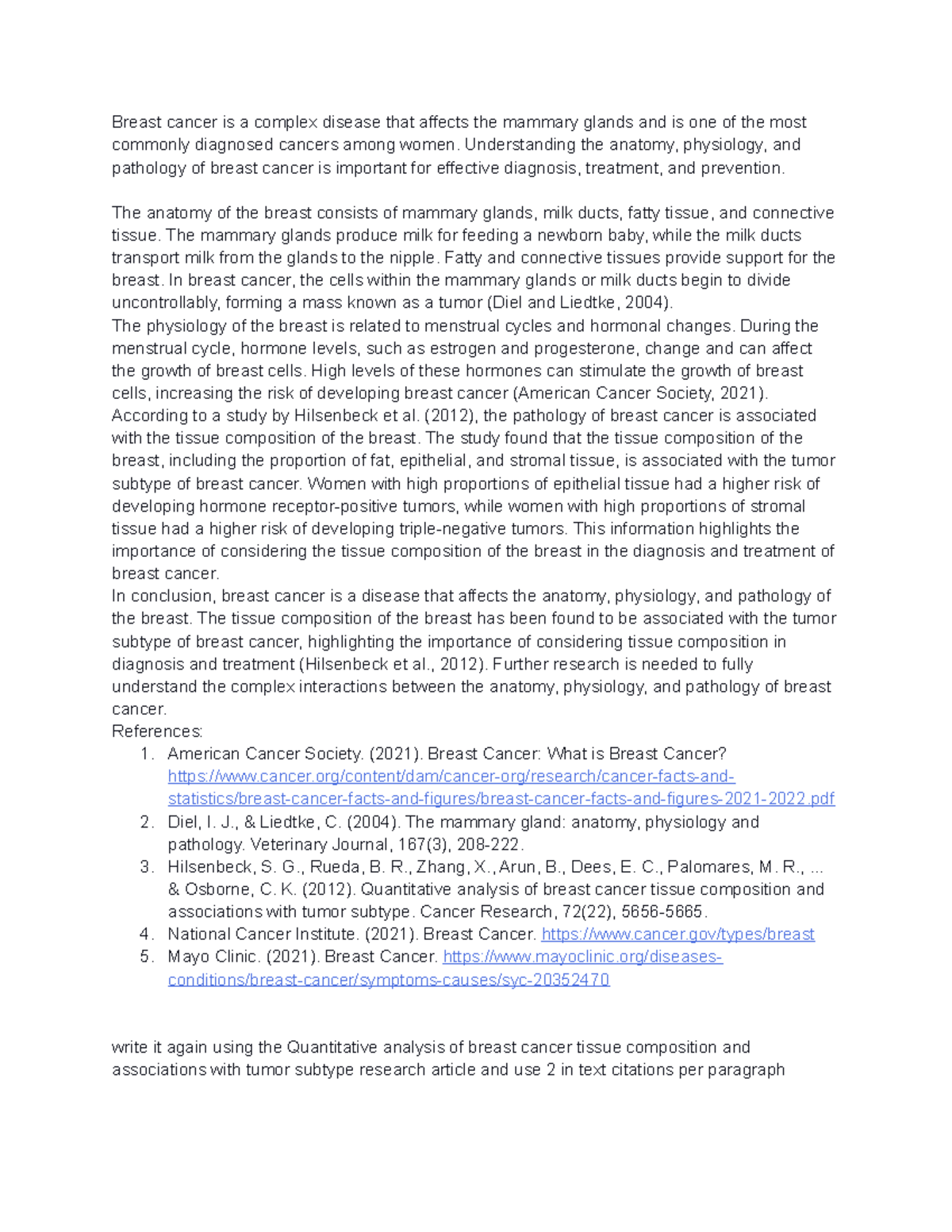 Breast Cancer Notes - Breast cancer is a complex disease that affects ...