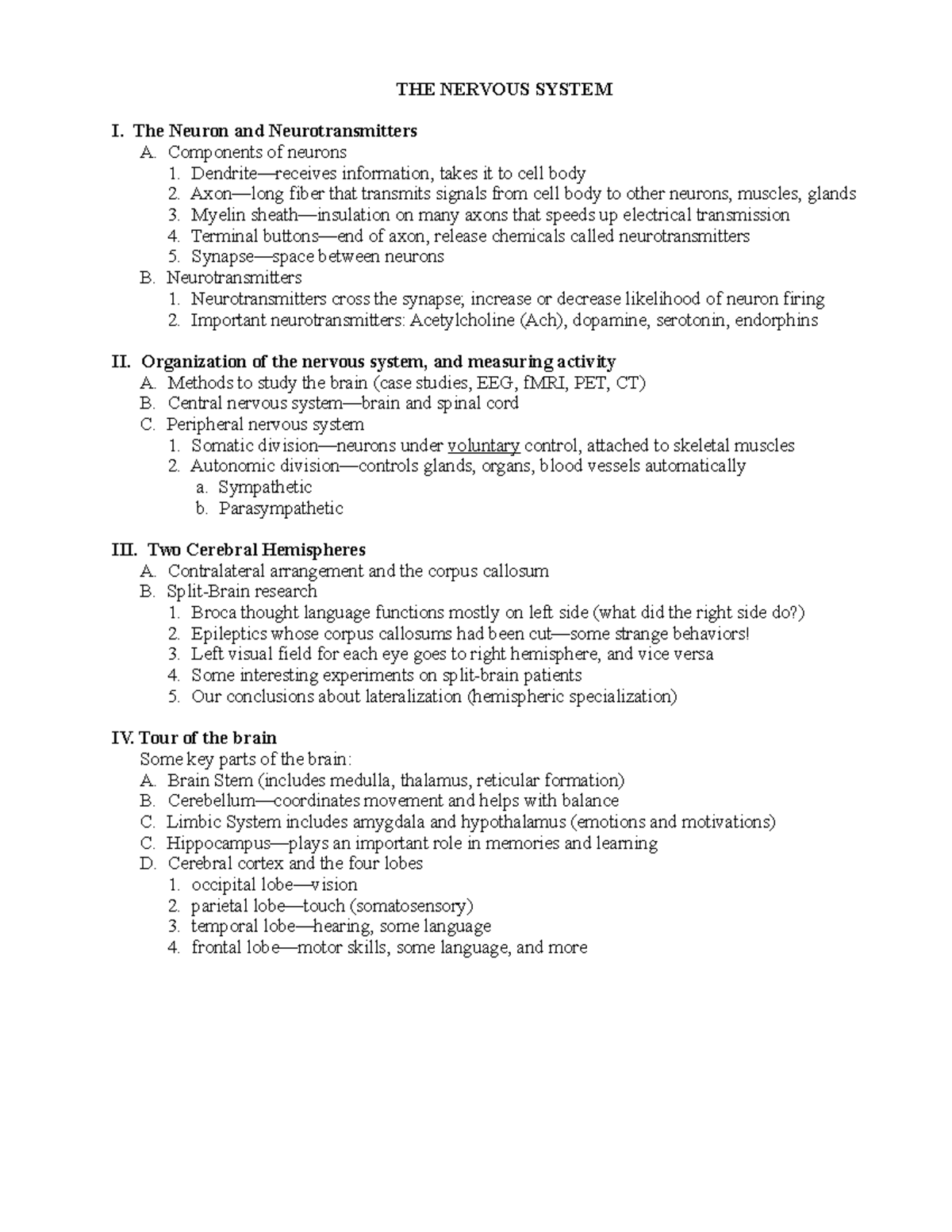 studies of the brain - THE NERVOUS SYSTEM I. The Neuron and ...