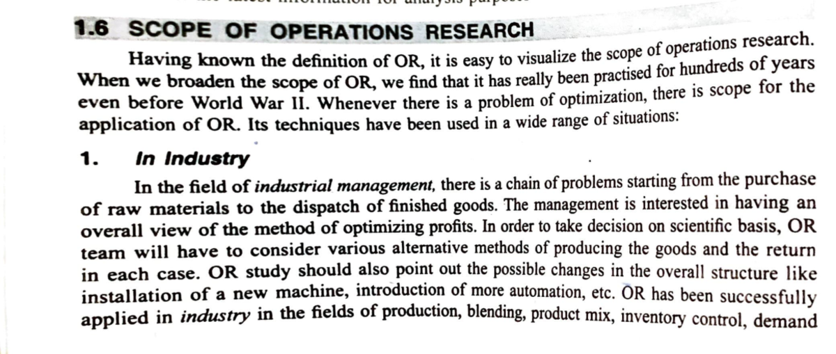 Scope of OR - practice notes - II .6 SCOPE OF OPERATIONS RESEARCH _. h ...