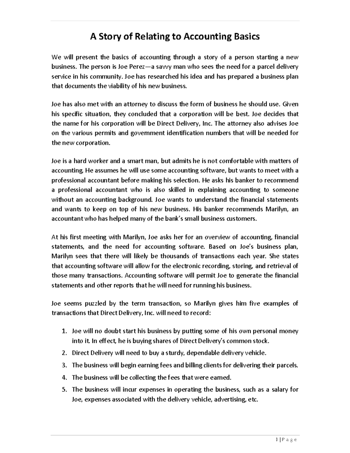 introduction to accounting - A Story of Relating to Accounting Basics ...