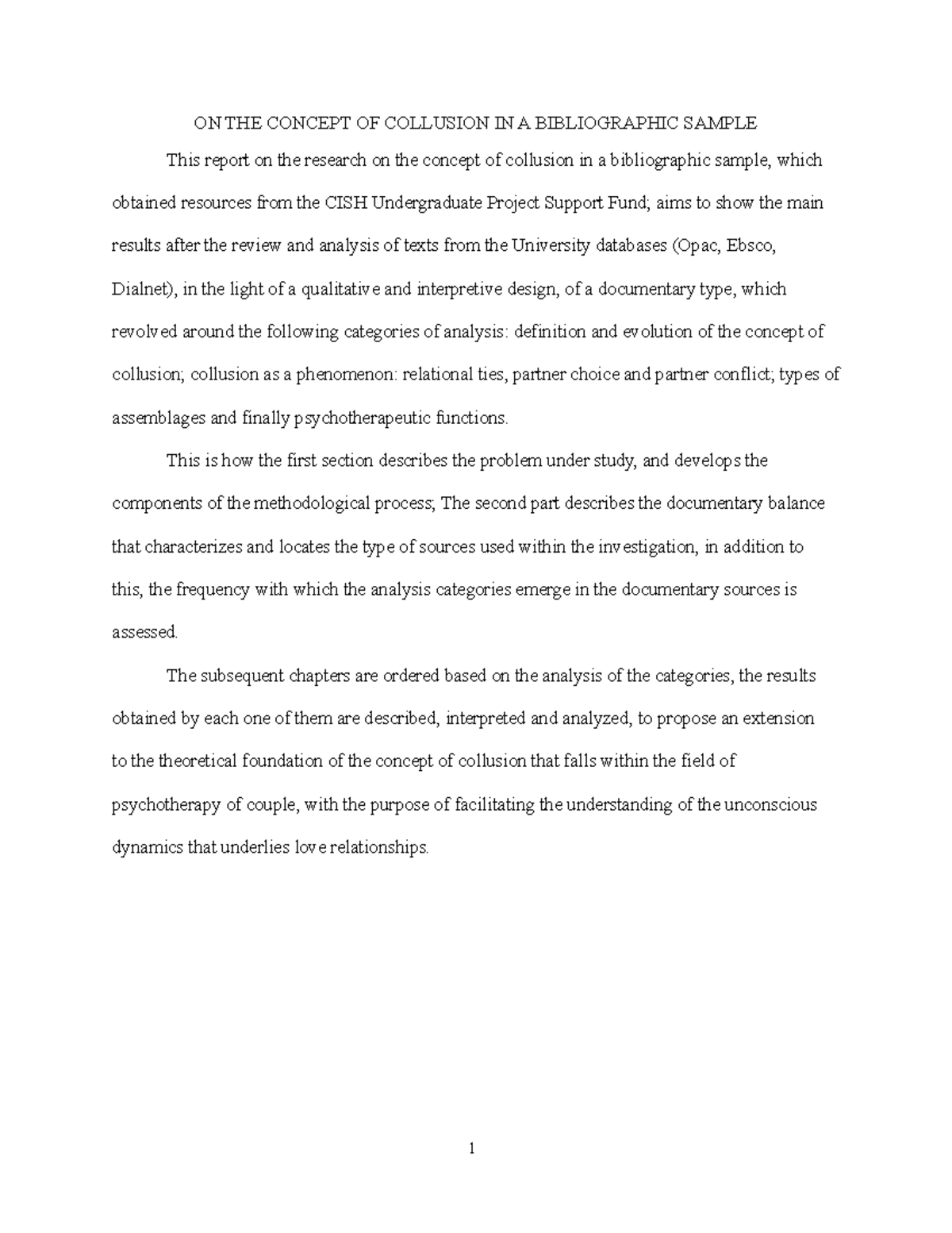 ON THE Concept OF Collusion IN A Bibliographic Sample - 1 ON THE ...