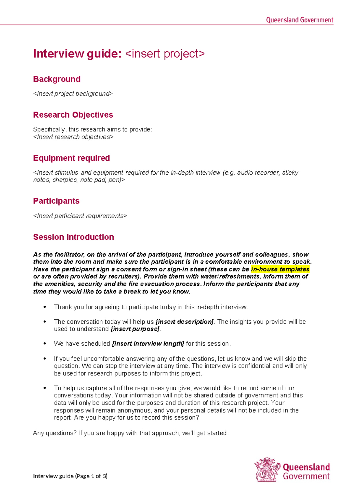 Discussion guide template for in depth interviews - Interview guide ...