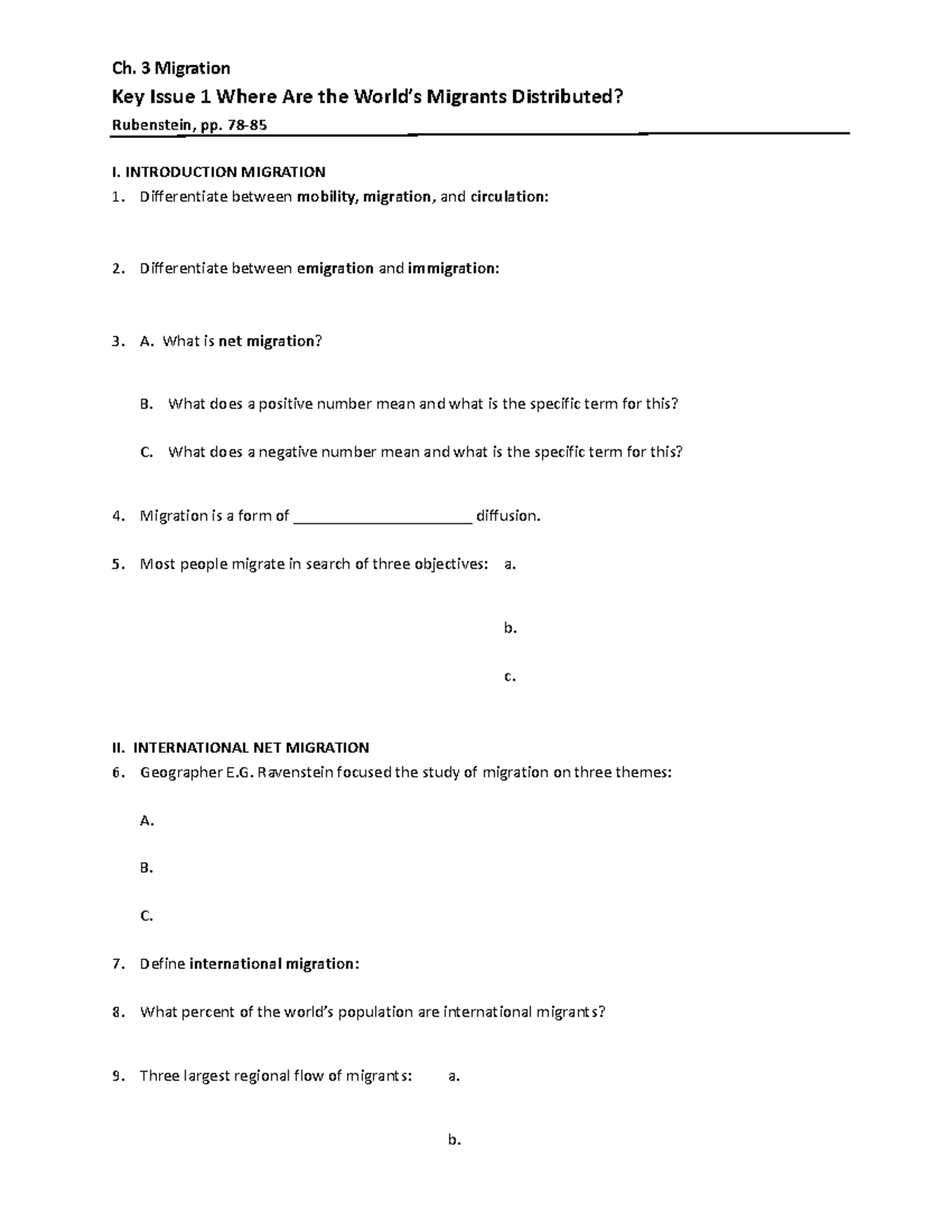 Chapter 3 reading guide - Ch. 3 Migration Key Issue 1 Where Are the ...