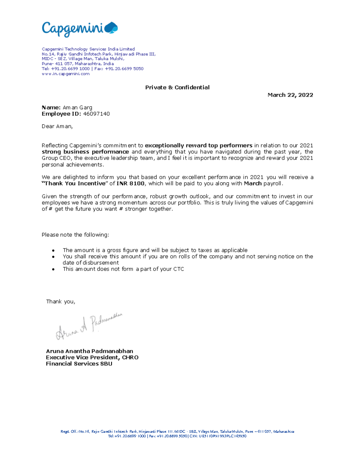 46097140 aman - zxczx - Regd. Off.: No, Rajiv Gandhi Infotech Park ...