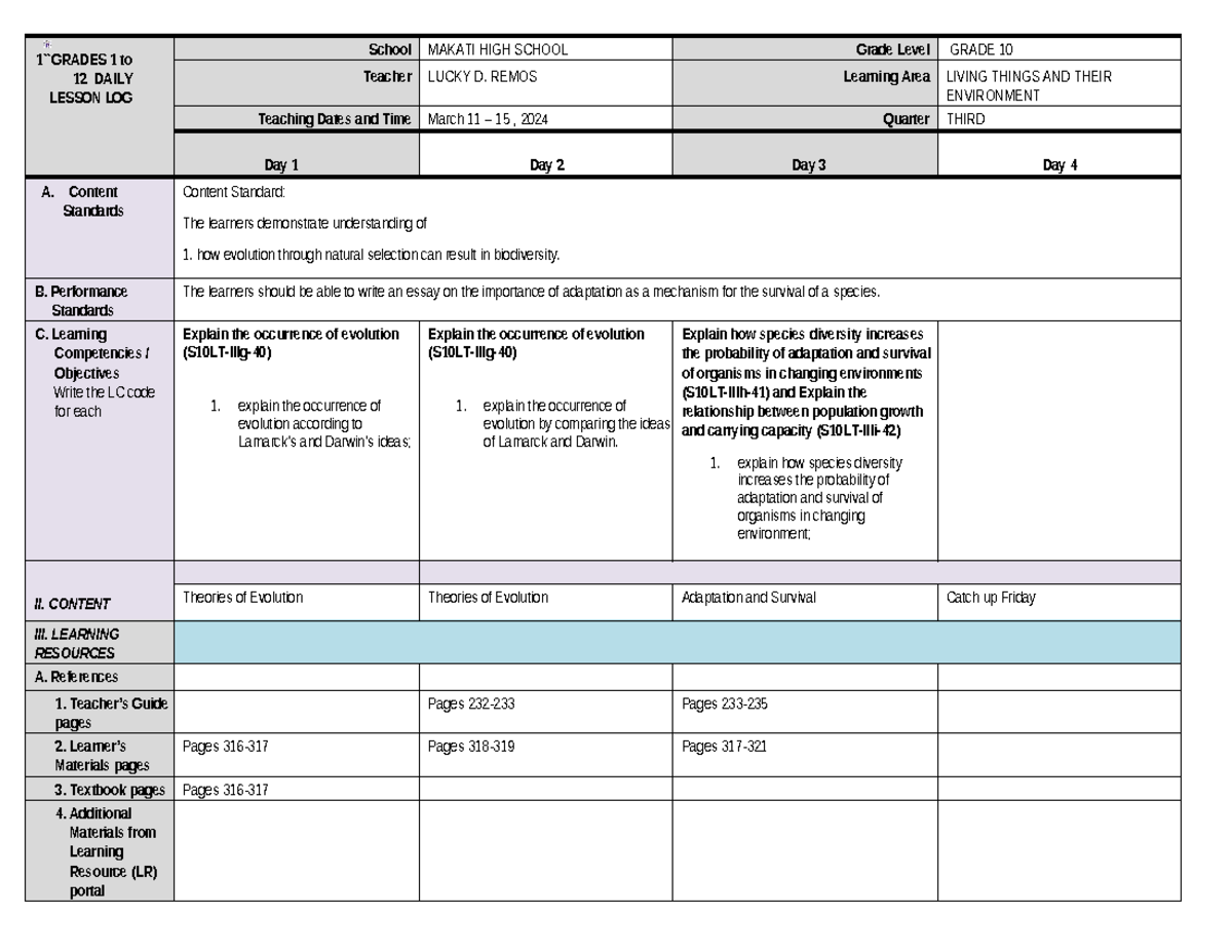 Q3 WEEK 7 March 11 - 15 - LESSON - 1``GRADES 1 to 12 DAILY LESSON LOG ...