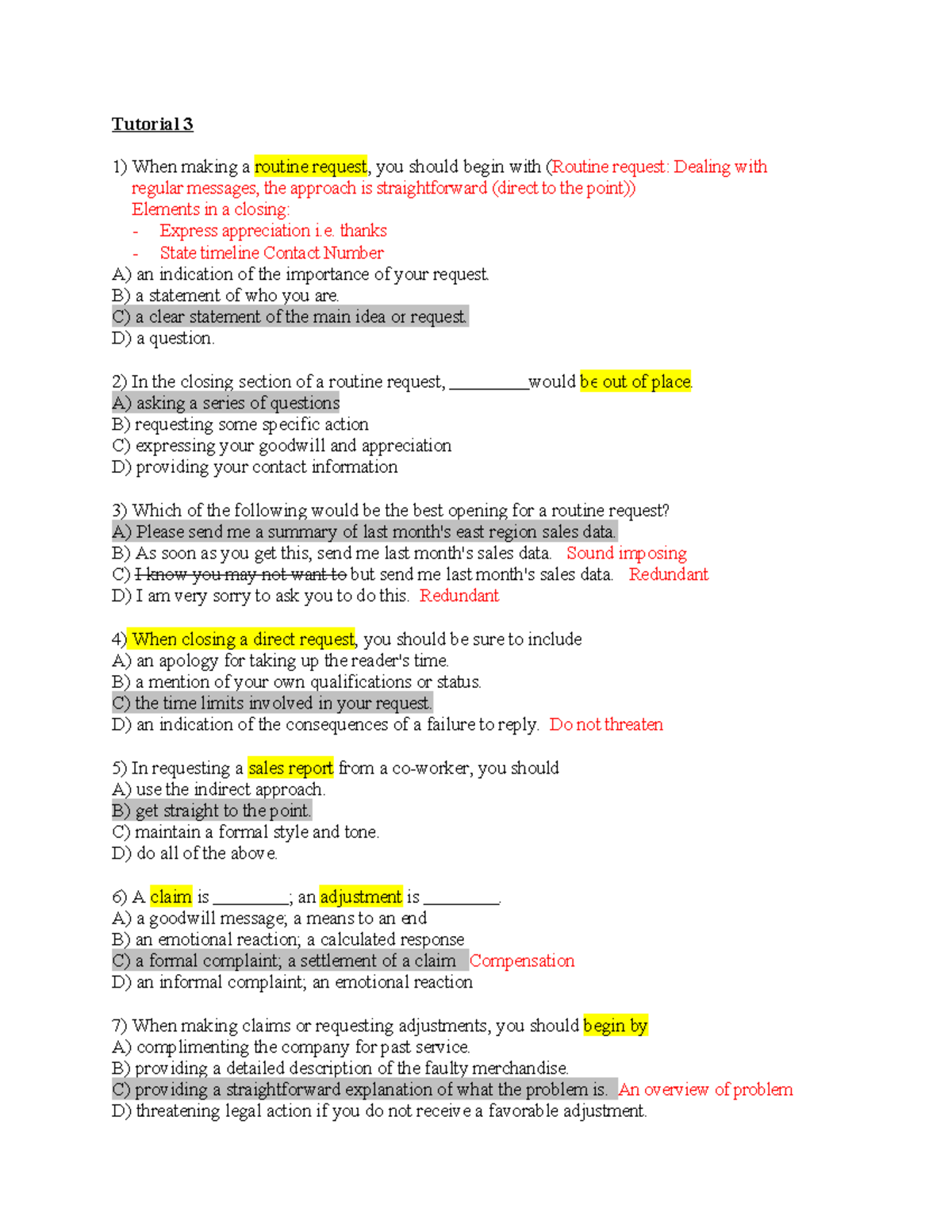 Tutorial 3 - Business communication - Tutorial 3 When making a routine request, you should begin ...