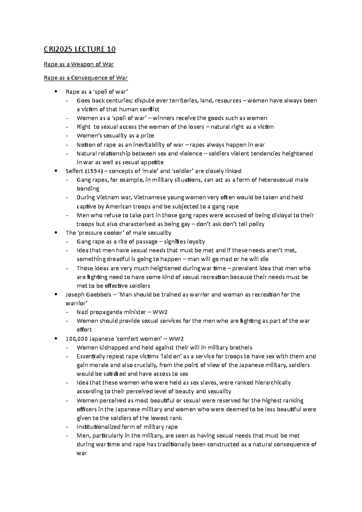 CRI2025 Lecture 10 - Dr Clare Kinsella - CRI2025 - EdgeHill - Studocu