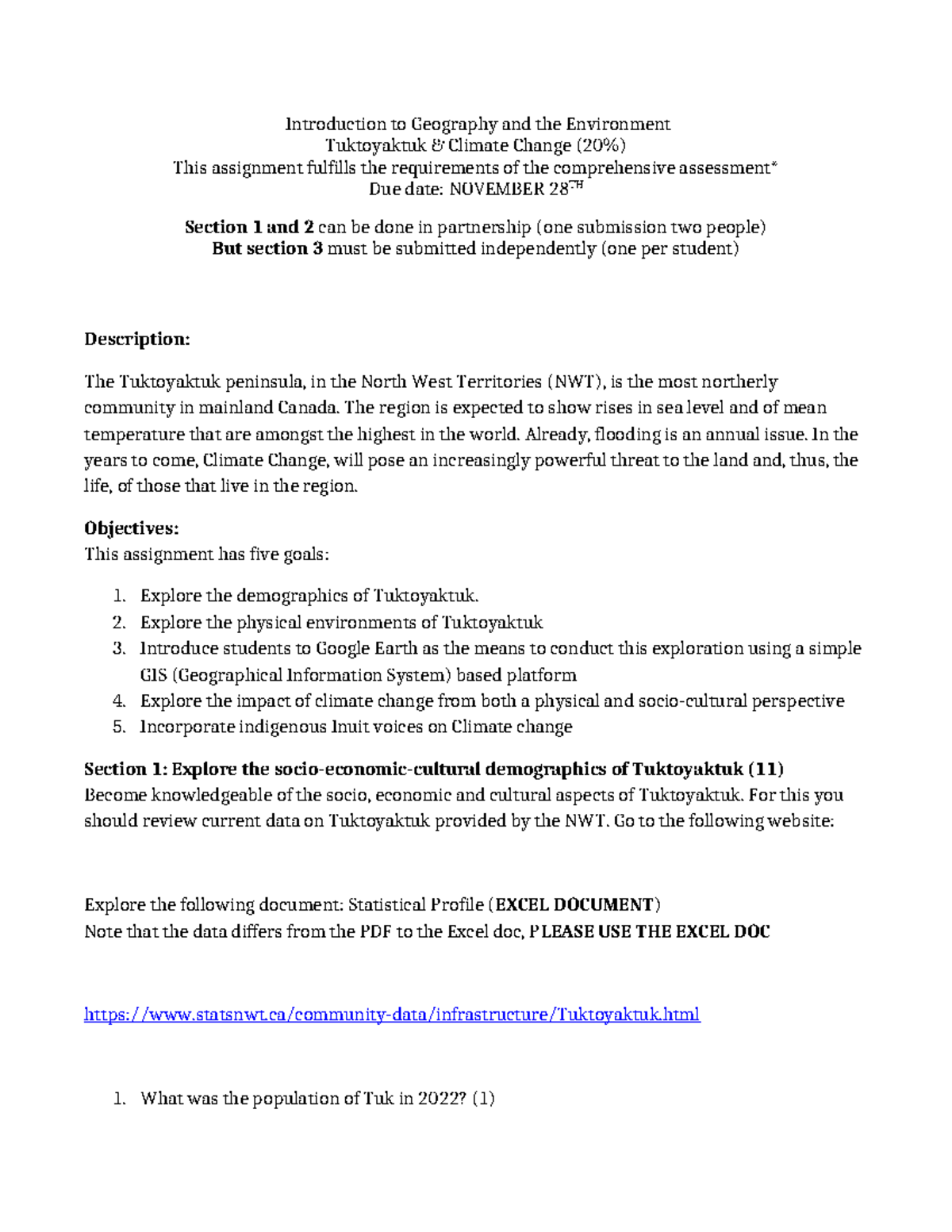 Climate Change assignment - Copy - Introduction to Geography and the ...