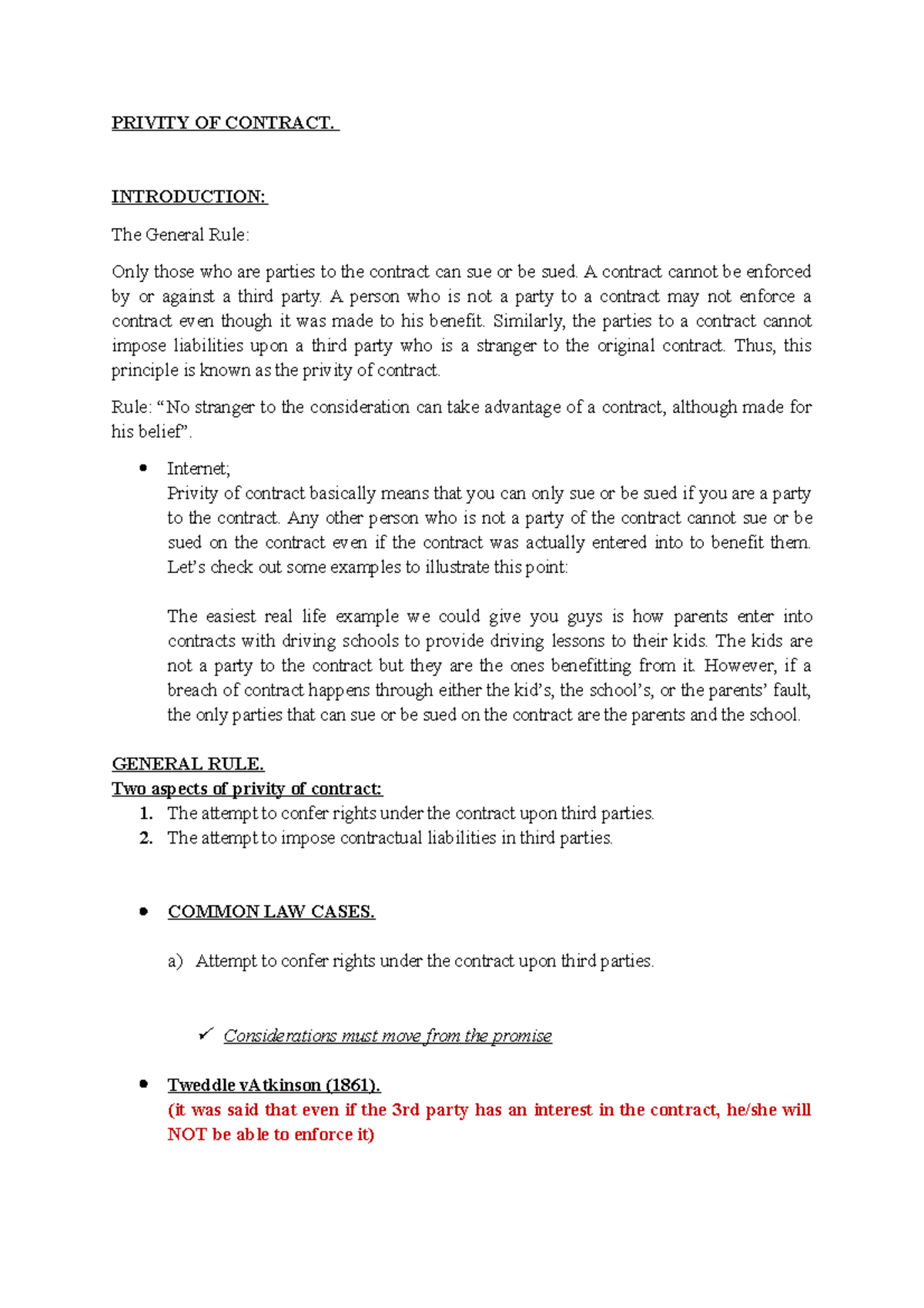 Privity OF Contract Final - PRIVITY OF CONTRACT. INTRODUCTION: The ...