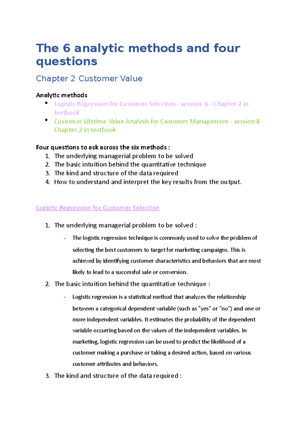 The 6 analytical methods : approaches and four questions to ask across ...