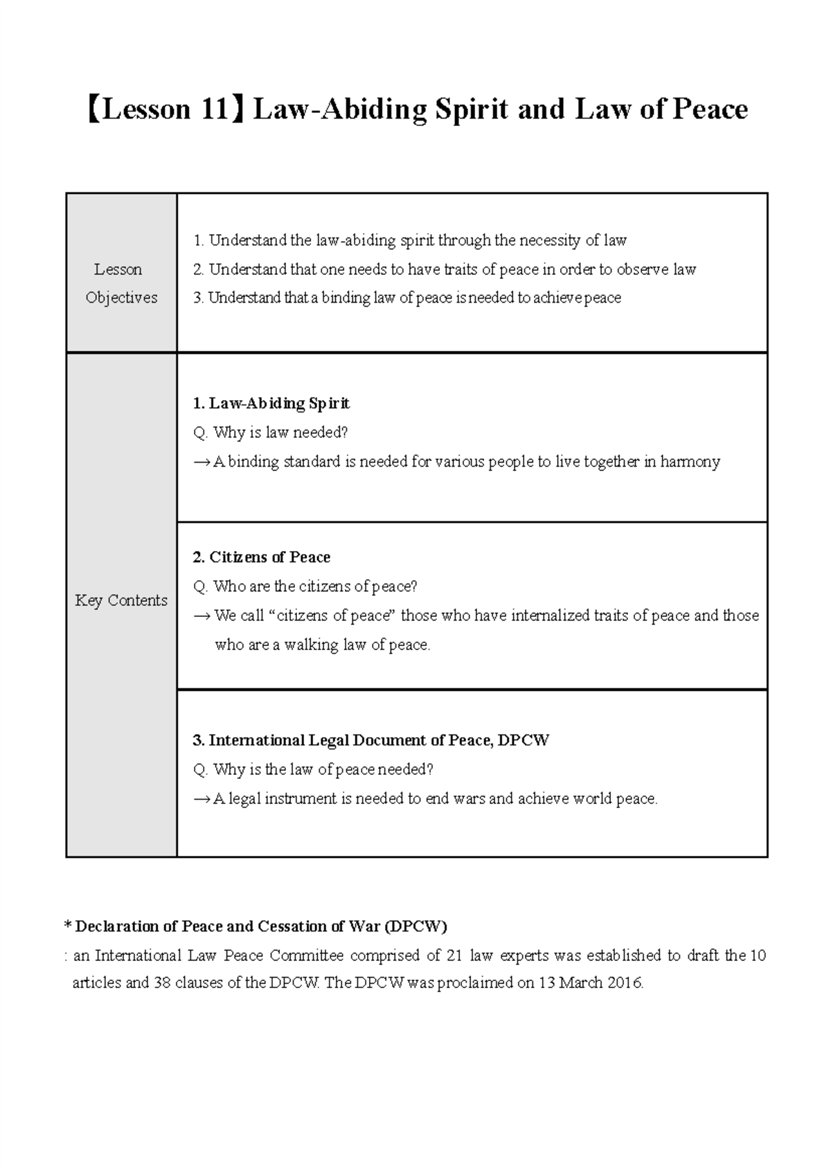 Lesson 6- Law-Abiding Spirit and Law of Peace - 【Lesson 11】 Law-Abiding ...