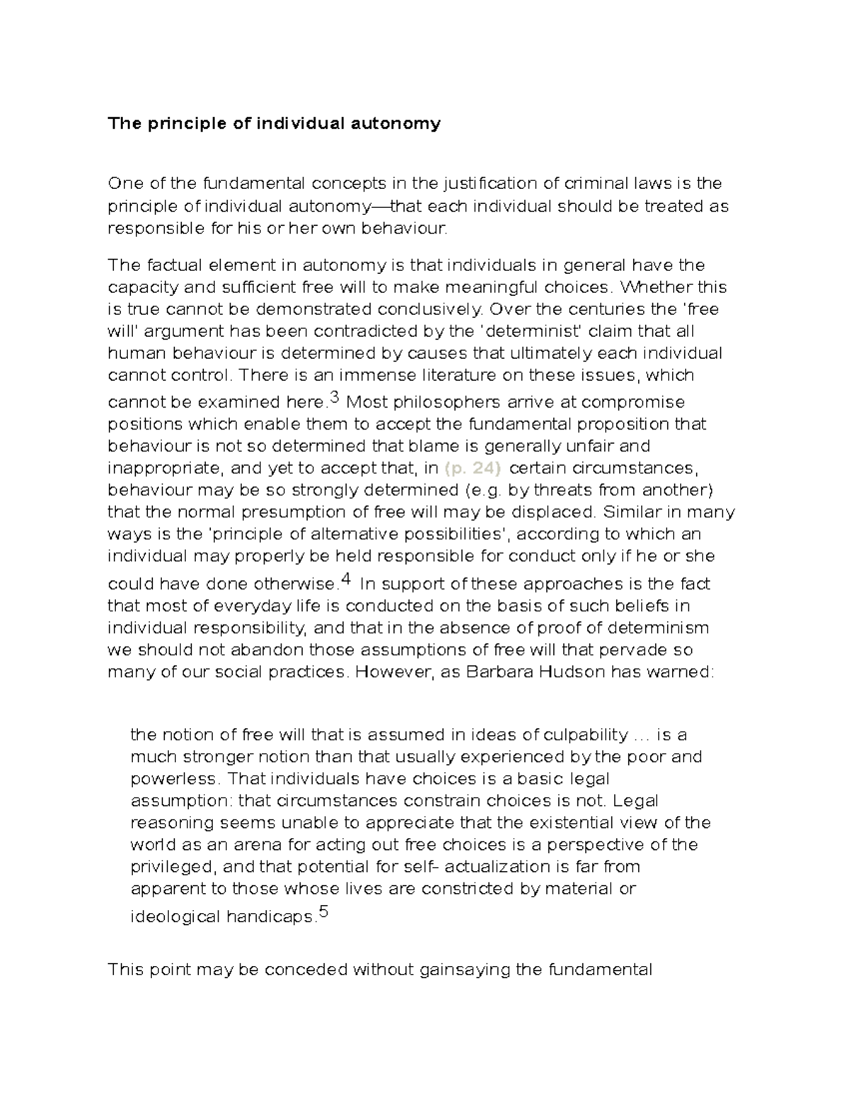 The principle of individual autonomy - The factual element in autonomy ...