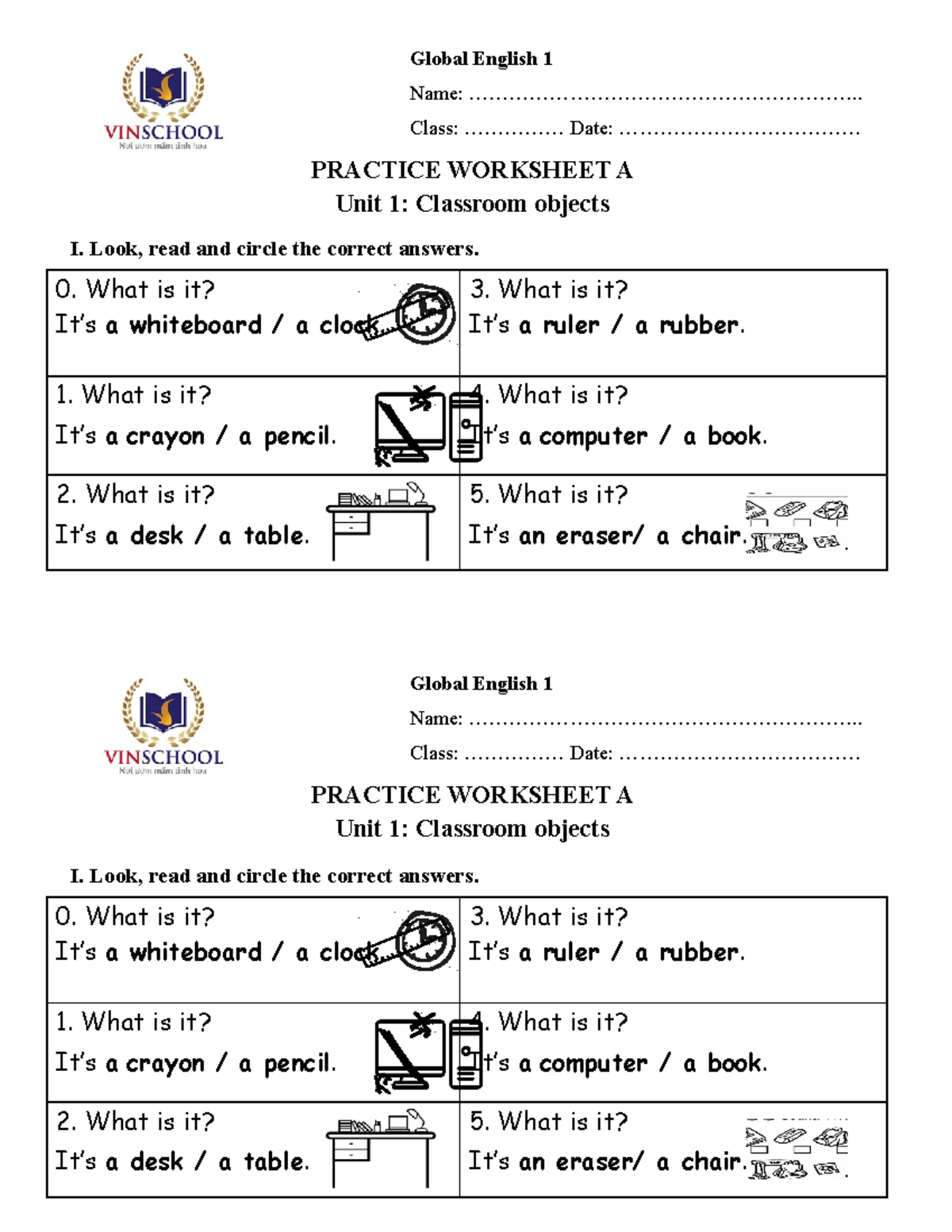 S1.W2.U1.L2.2 - HANDOUT TO PRACTICE - Global English 1 Name: - Studocu