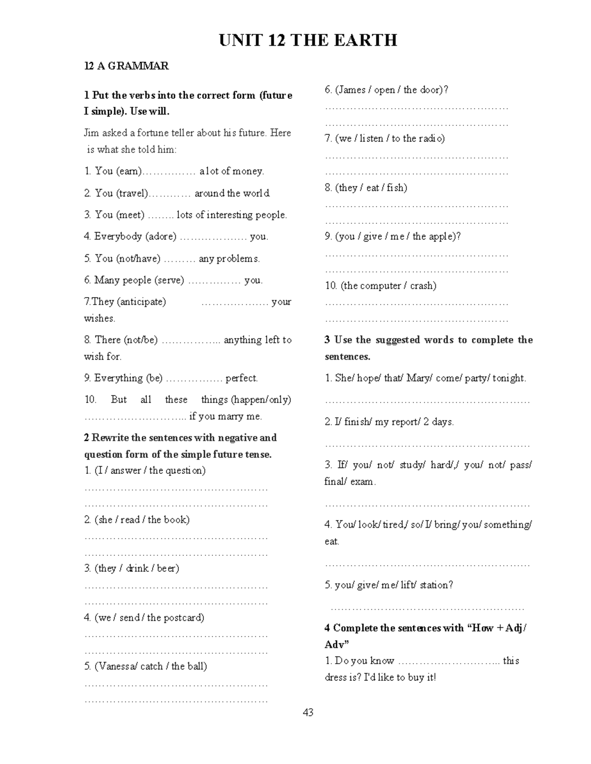 Unit 12 Workbook AV3-4 - Theo dõi bài giảng tiết 12 (Mục I.3c trang 168 và I.4 trang 175), tiết ...