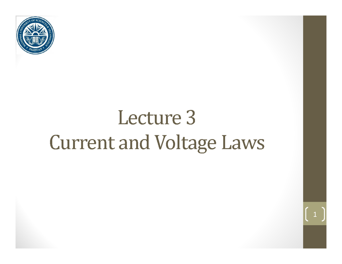 Lecture 3 -Current and Voltage Laws - Lecture 3 Current and Voltage ...