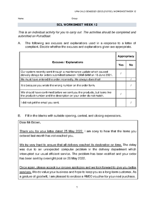 Class Material 3 WEEK 6 - answer - CEL WRITTEN BUSINESS COMMUNICATION ...