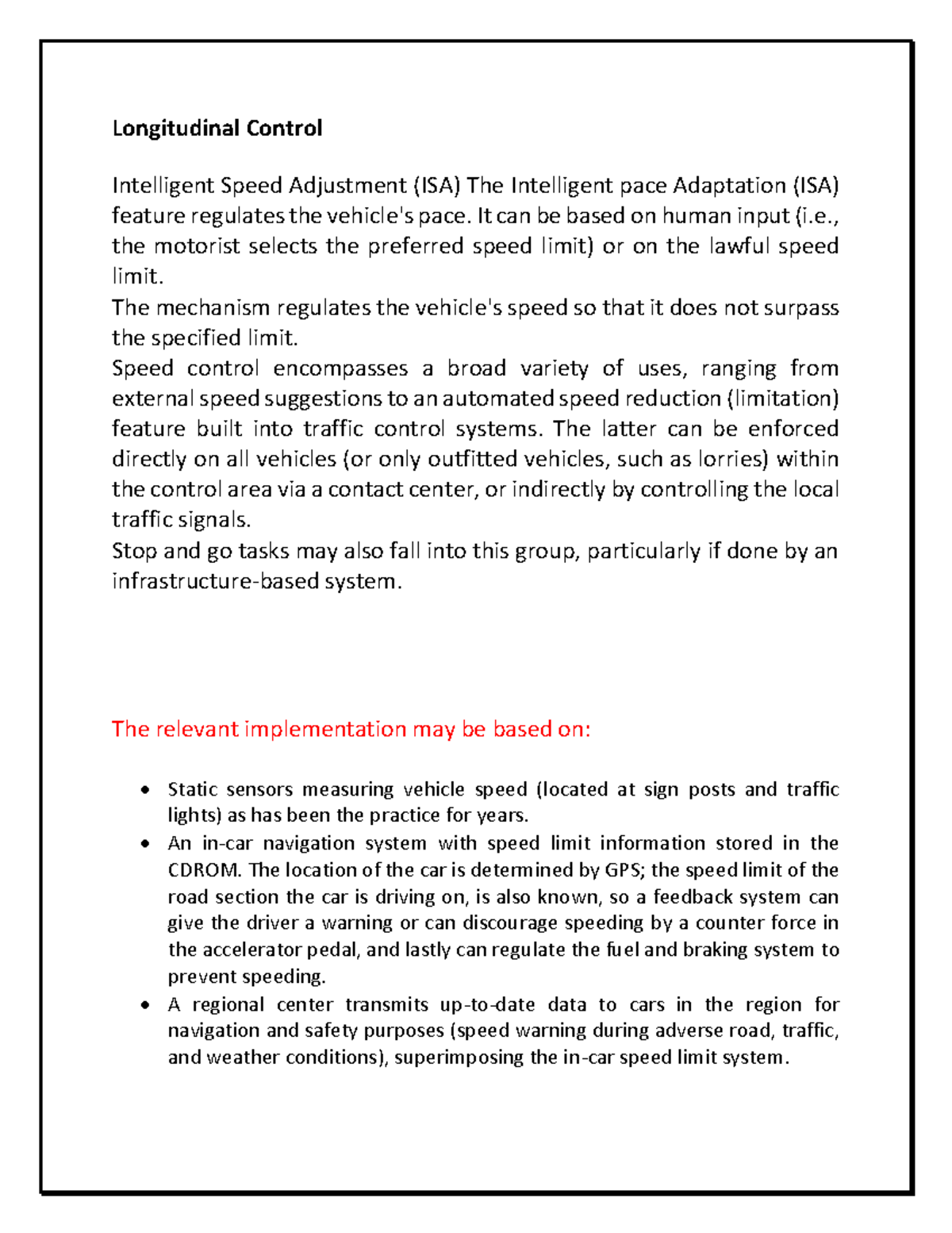 Longitudinal Control - Longitudinal Control Intelligent Speed ...