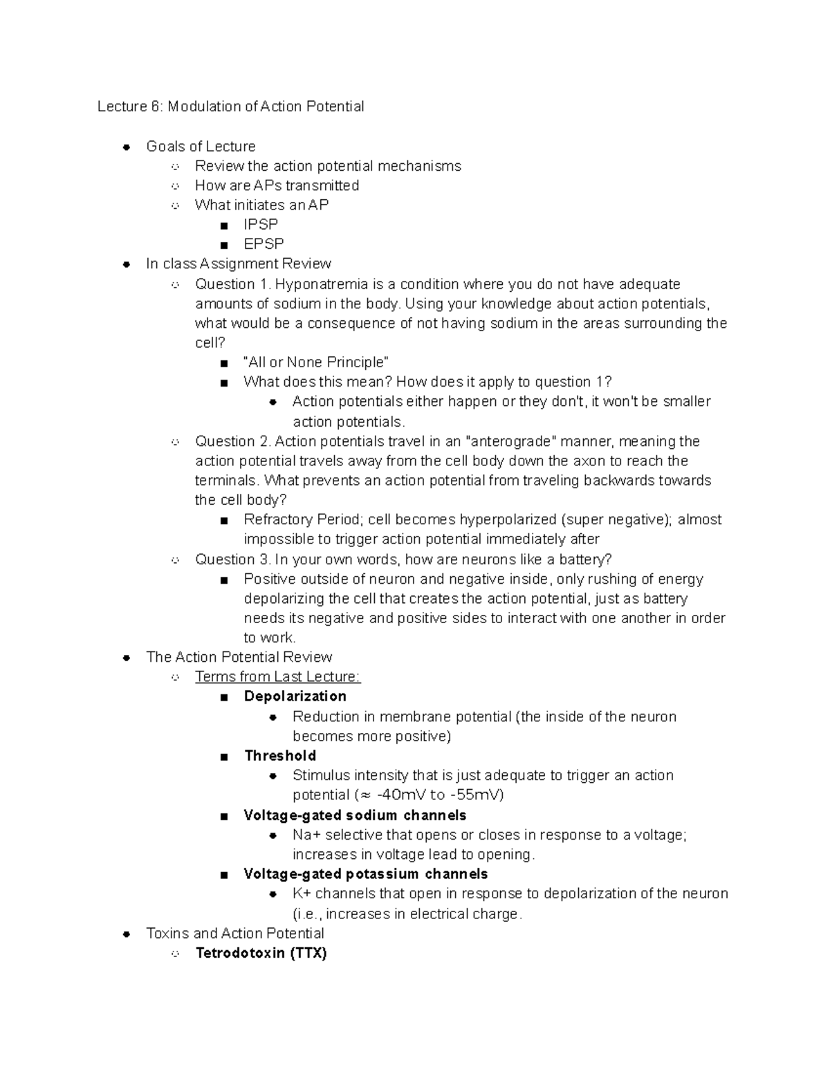 PSY209;Lecture 6 - Brain and Behavior Lecture with Jenna Lee - Lecture 6: Modulation of Action ...
