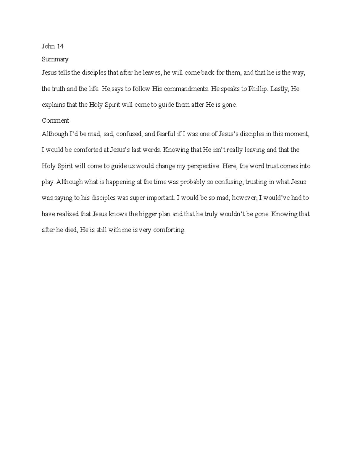 John 14 - An in-depth summary of John 14. Includes a summary and ...