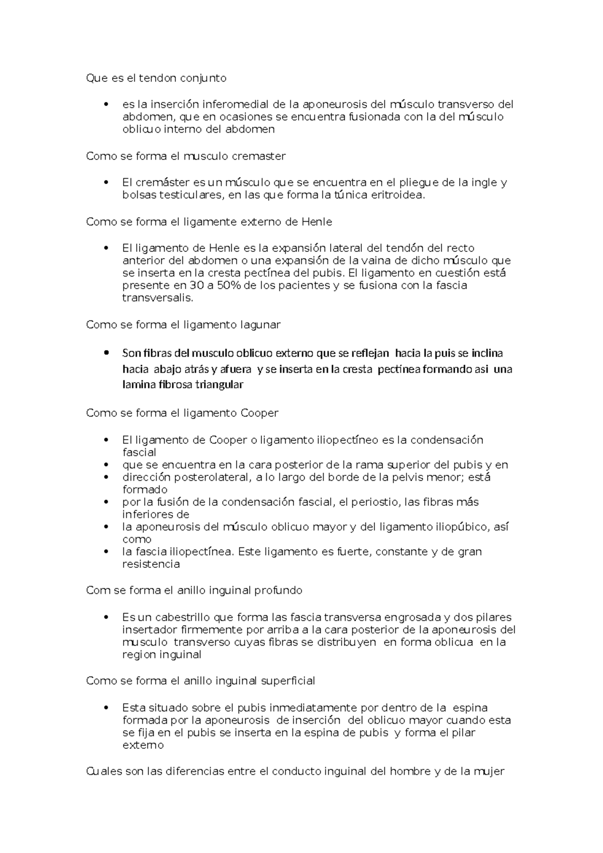 Canal inguinal - ………. - Que es el tendon conjunto es la inserción ...