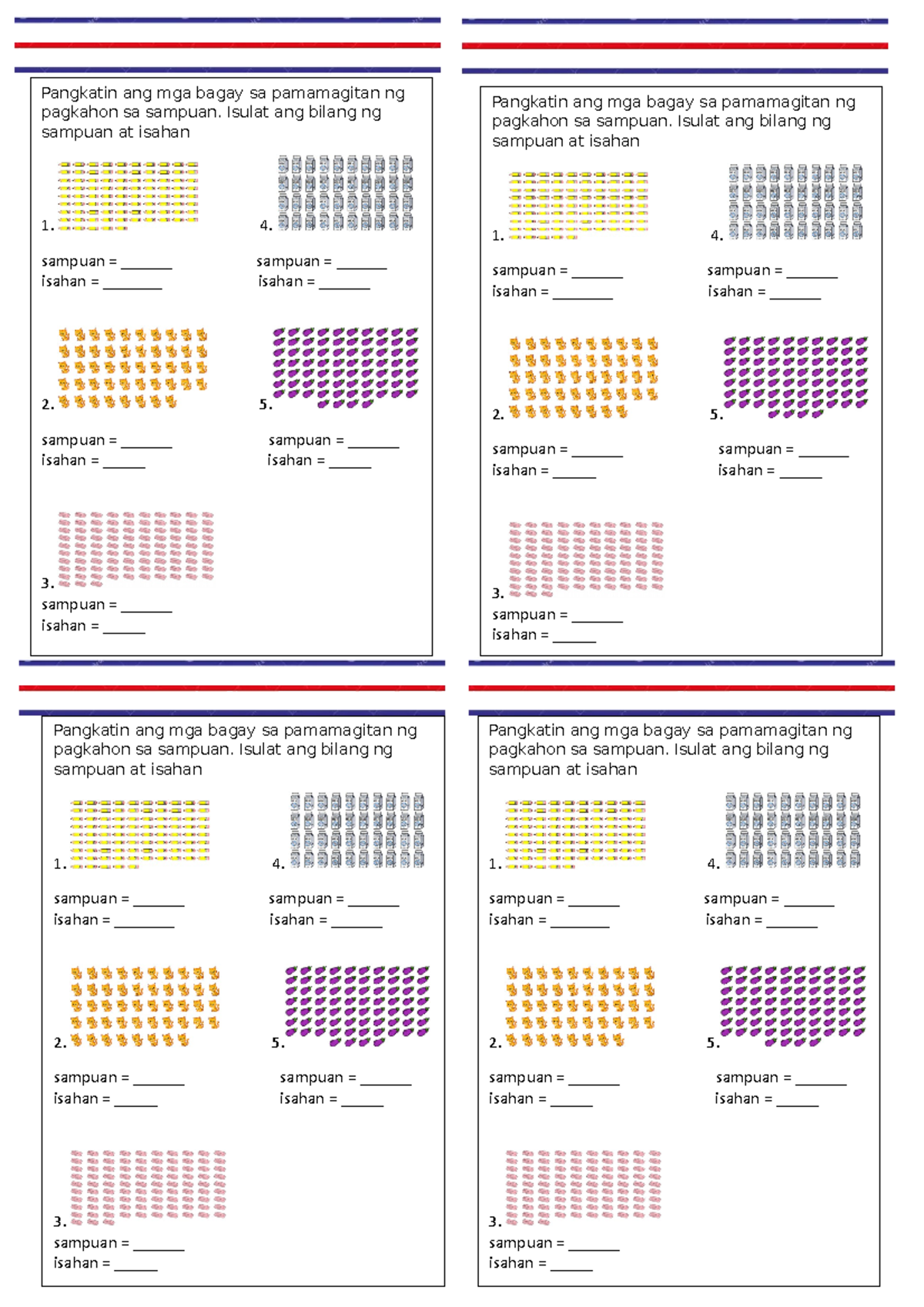 Worksheet Week 1 - Pangkatin ang mga bagay sa pamamagitan ng pagkahon ...