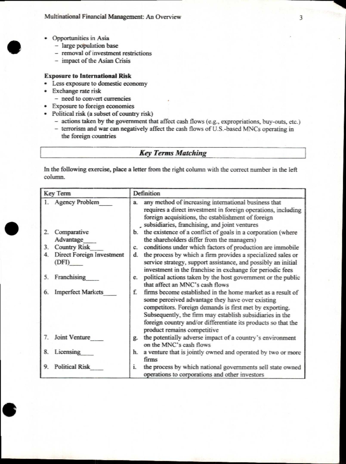Study Guide Chapter 01(2) - Multinational Financial Management: An ...