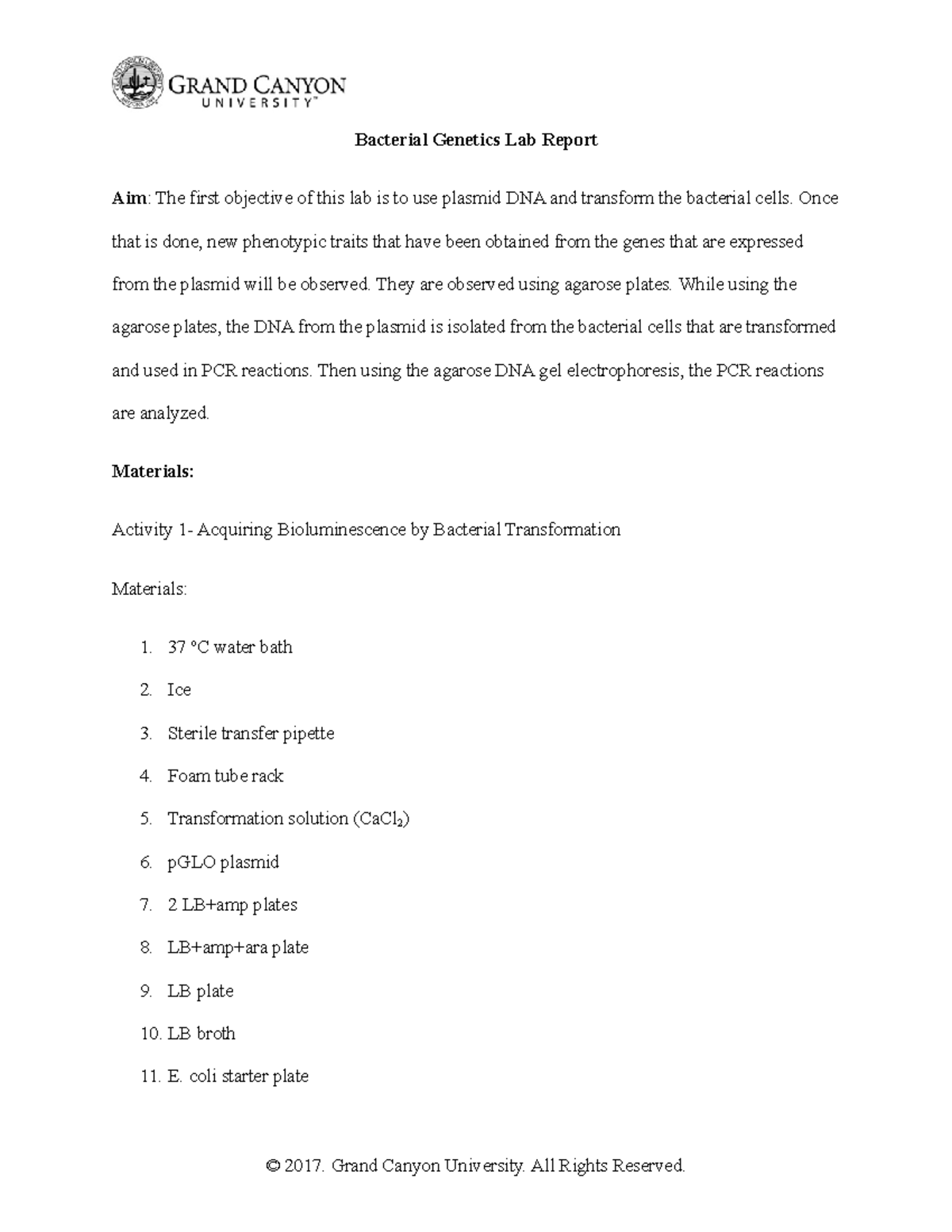 Bacterial Genetics Lab Report - Once that is done, new phenotypic ...