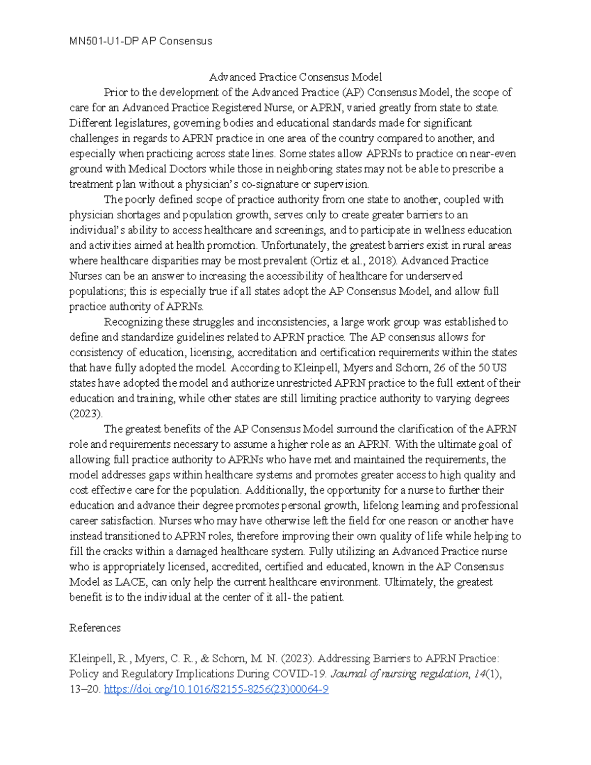 MN501-U1-DP AP Consensus - MN501-U1-DP AP Consensus Advanced Practice ...