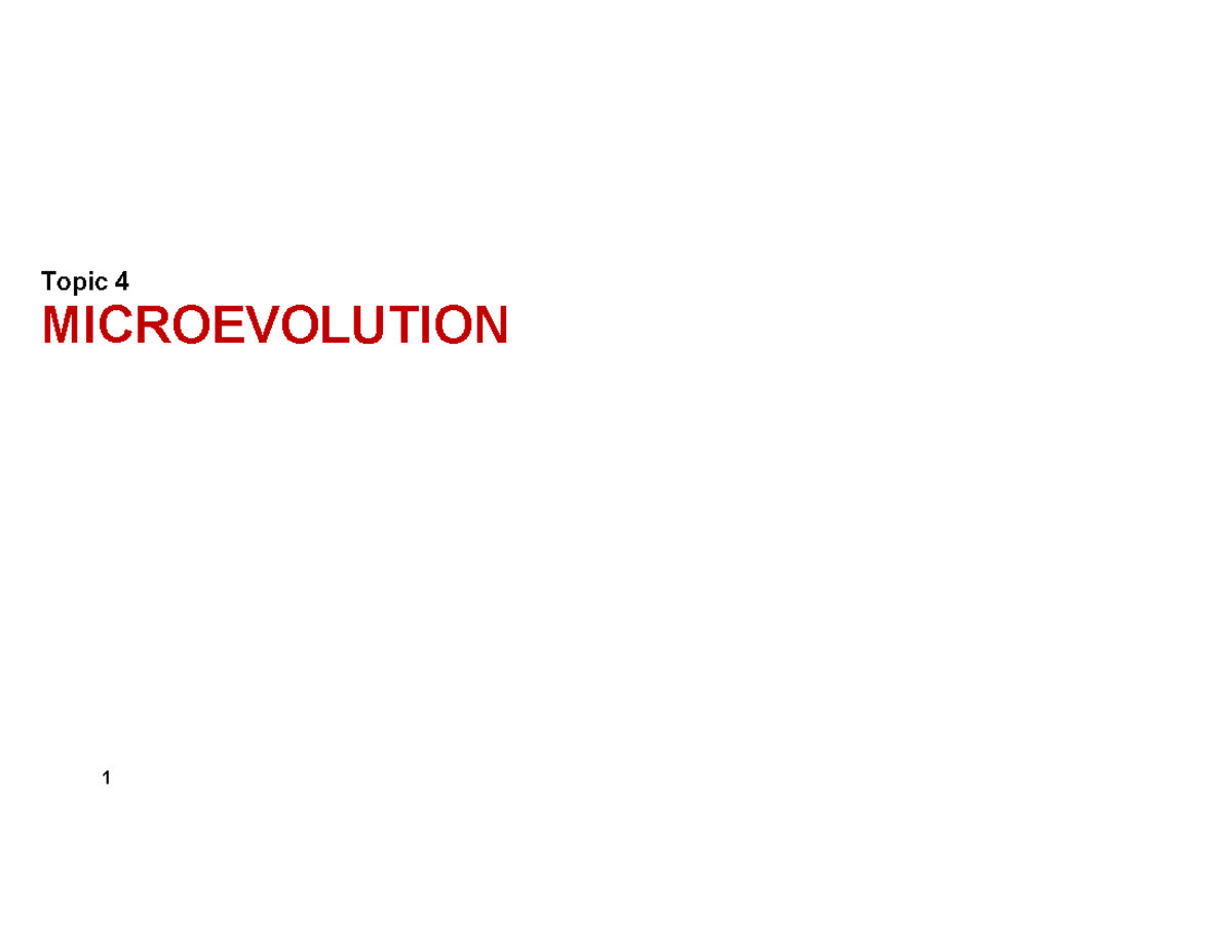 4. slides 1 per page - notes - MICROEVOLUTION Topic 4 Learning ...