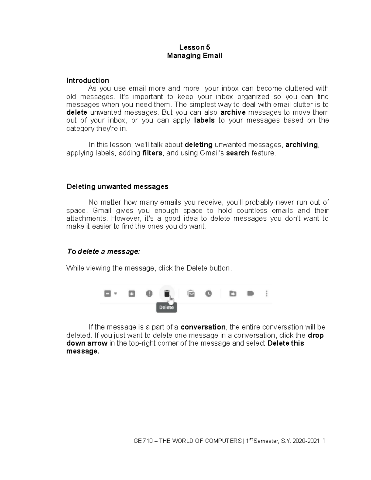 5. Lesson 5 Managing Email-converted - Lesson 5 Managing Email ...