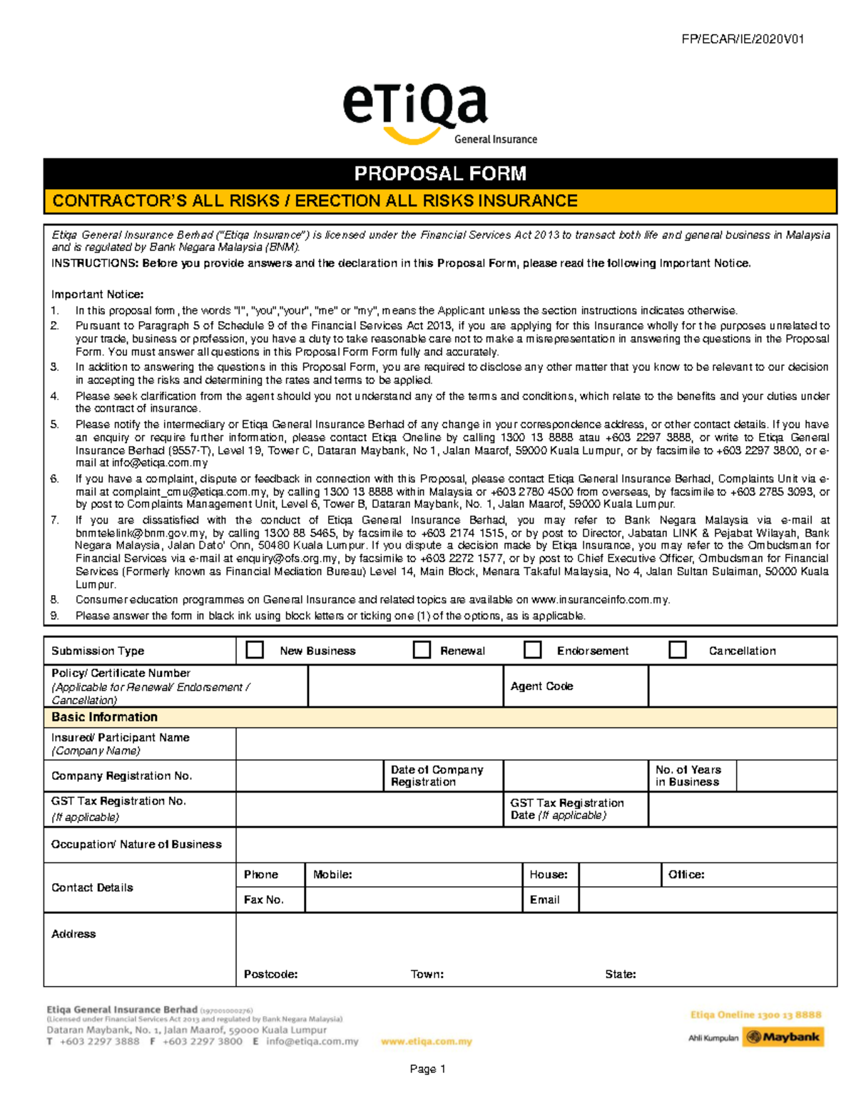 Proposal+Form+ Contractor+ALL+RISK+ Erection+ALL+ Risks+Insurance - FP ...