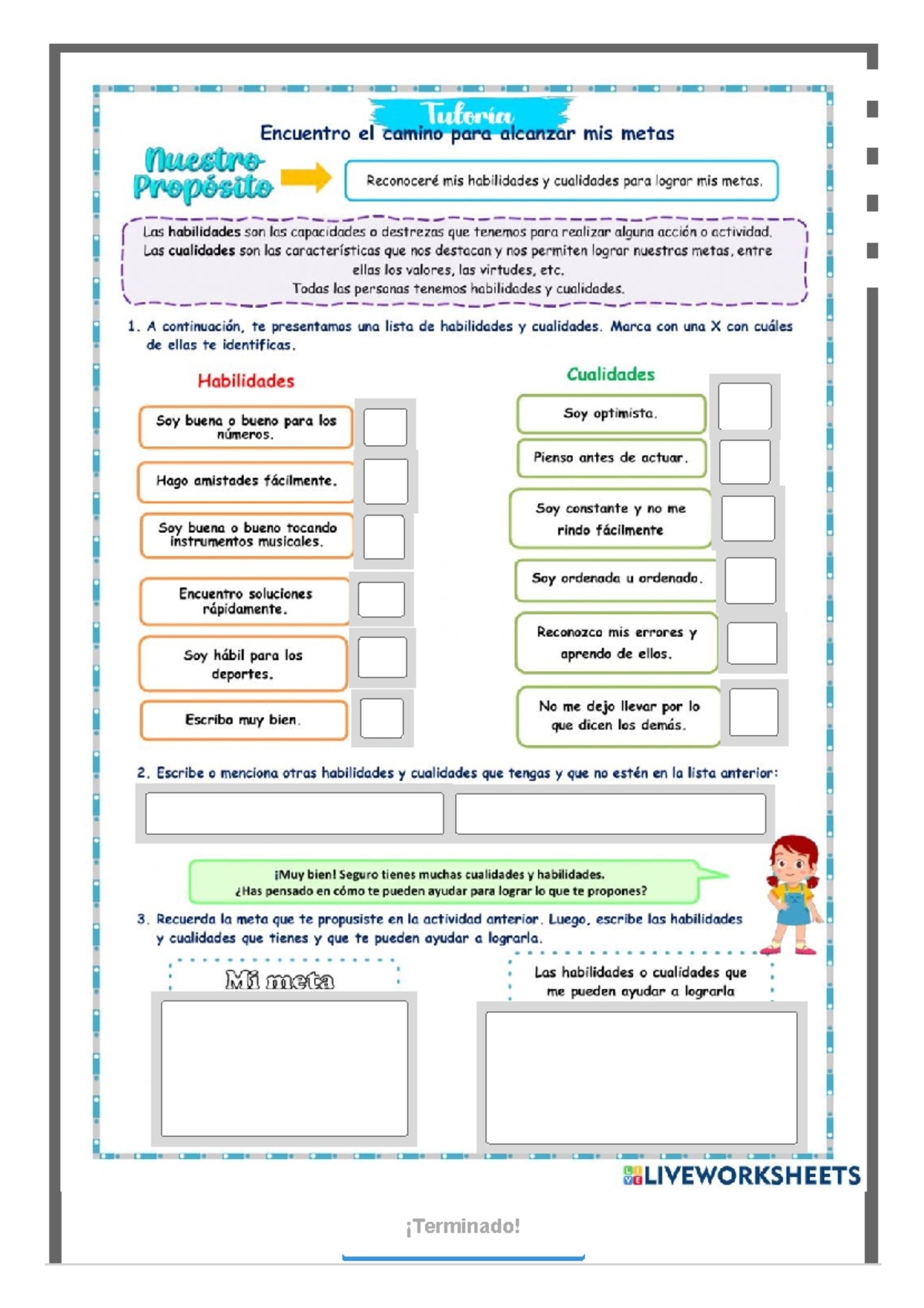 Ejercicio interactivo de Encuentro el camino para alcanzar mis metas ...