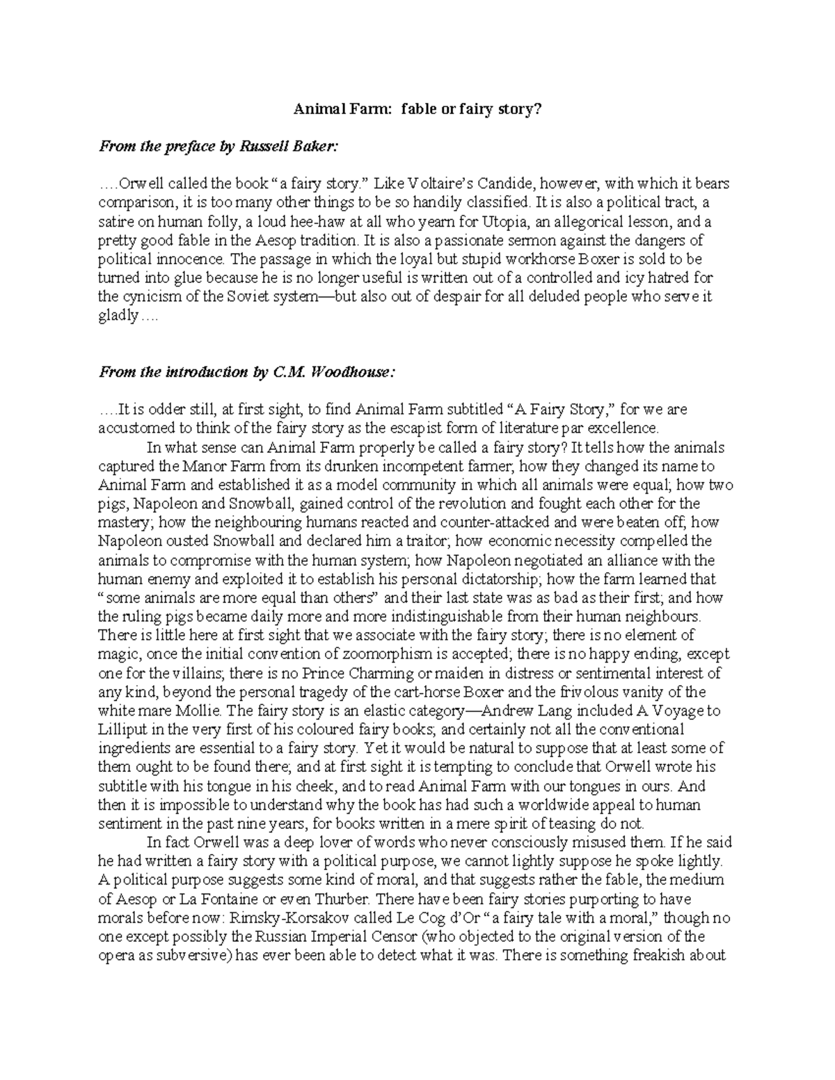 Animal Farm general contextual background - Animal Farm: fable or fairy ...