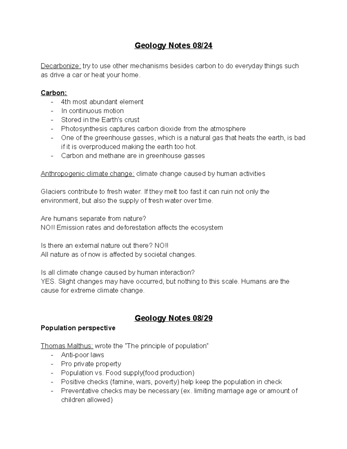 Geo Notes 08 24 - Geology Notes 08/ Decarbonize: try to use other ...